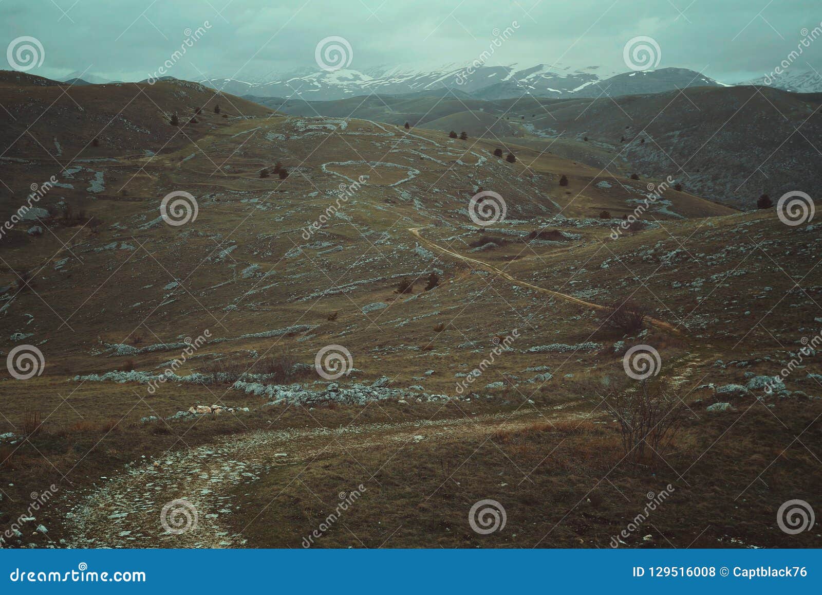 Desolate mountain trails stock photo. Image of cloudscape - 129516008