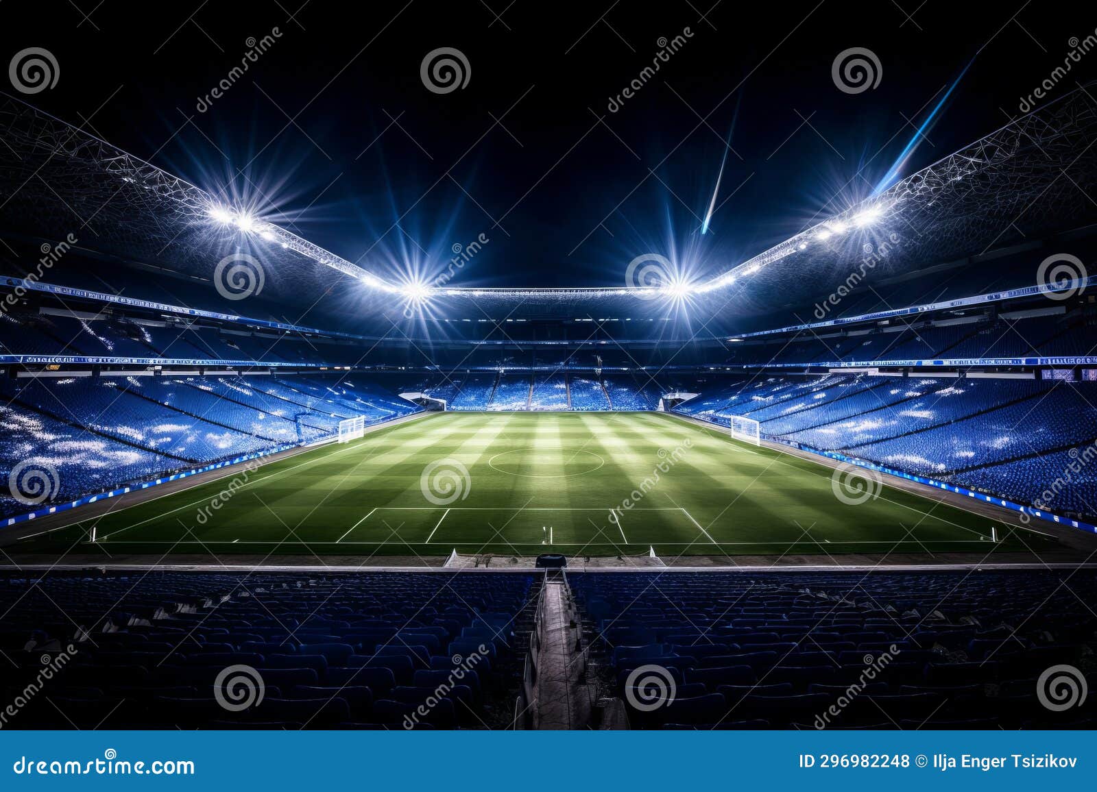 Desolate Night Scene with Empty Soccer Stadium and Mesmerizingly ...