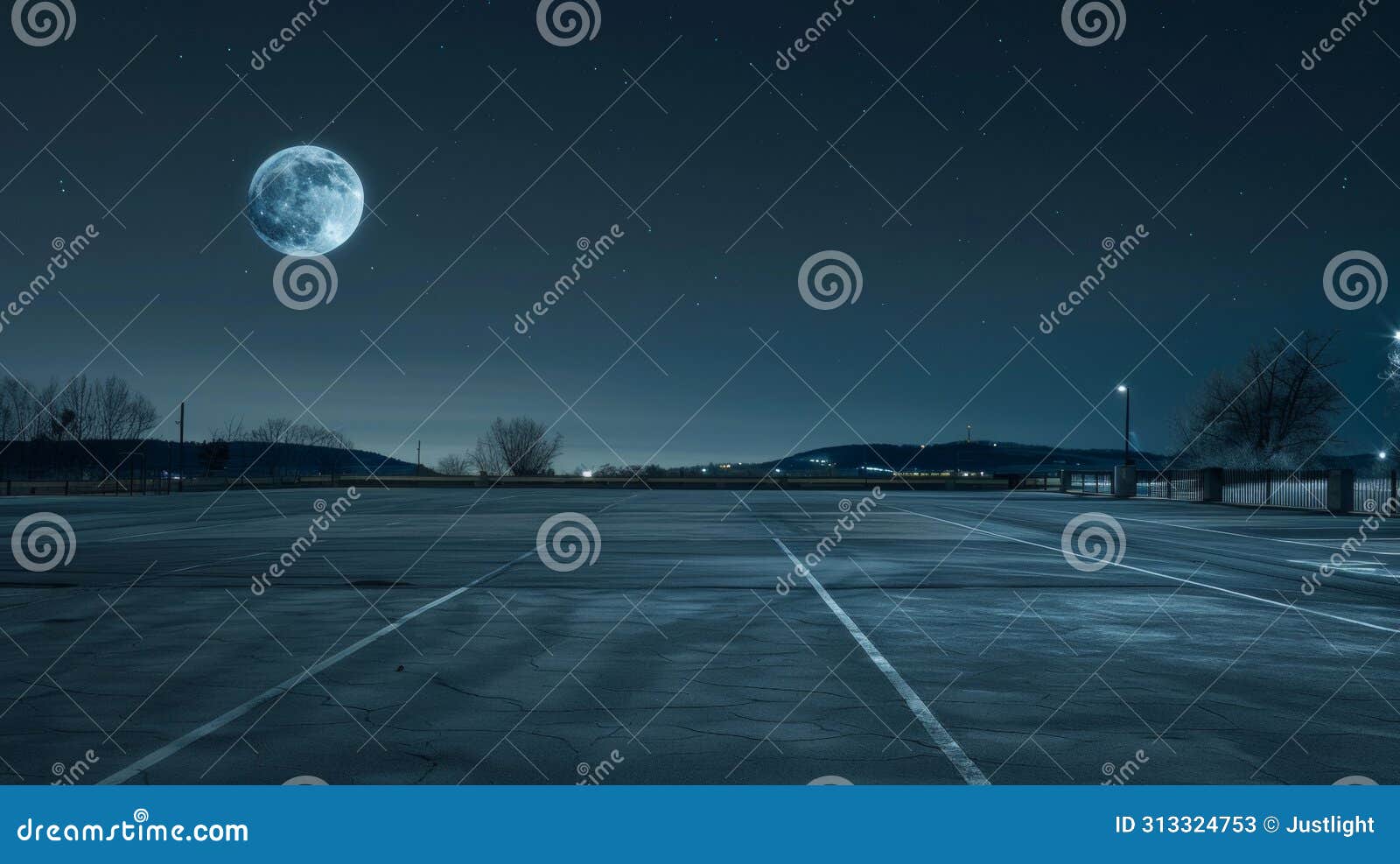 A Desolate Parking Lot Empty of Cars and People the only Source of ...