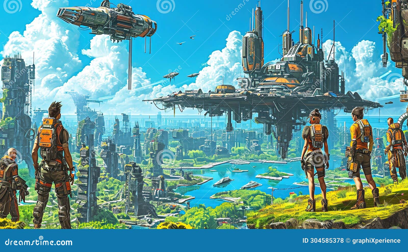 Desolate PostApocalyptic Landscape Stock Illustration - Illustration of orange, flame: 304585378