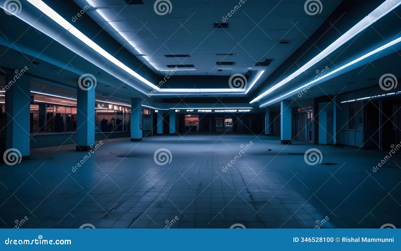Graffiti-covered Walls in a Forgotten and Neglected Mall Space Stock ...