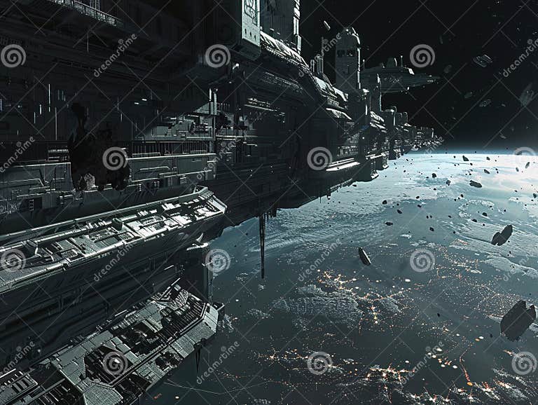 A Desolate Space Station Eerily Silent with Damage from an Invader ...