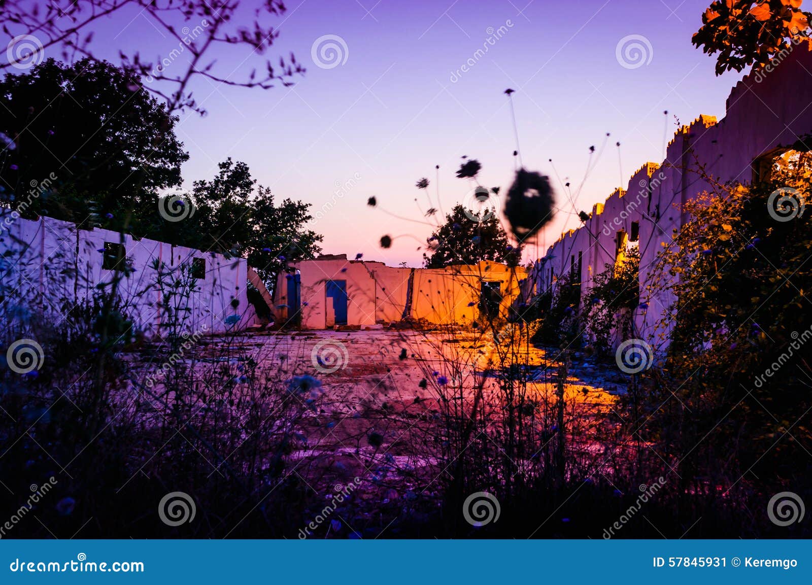 Desolated Modern Building Ruins on Rural Area Stock Image - Image of ...