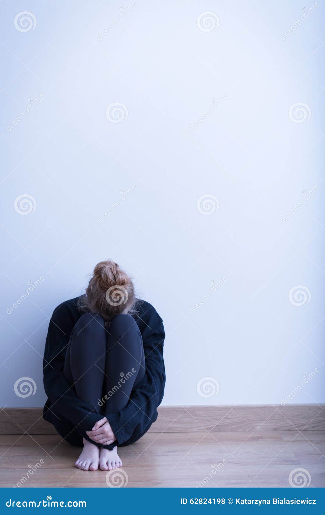Despair girl in empty room stock photo. Image of room - 62824198