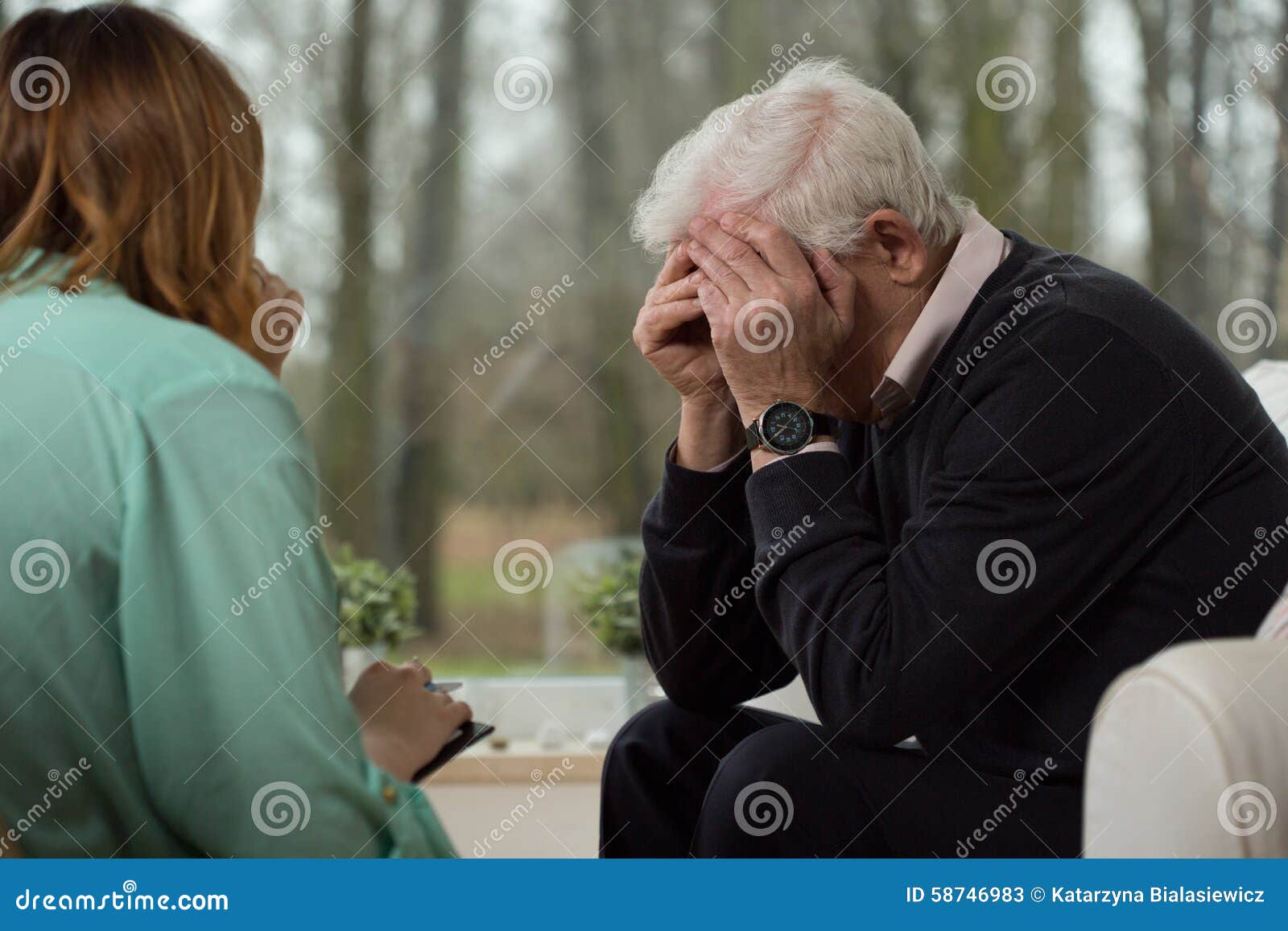 Despair Man during Psychological Therapy Stock Image - Image of ...