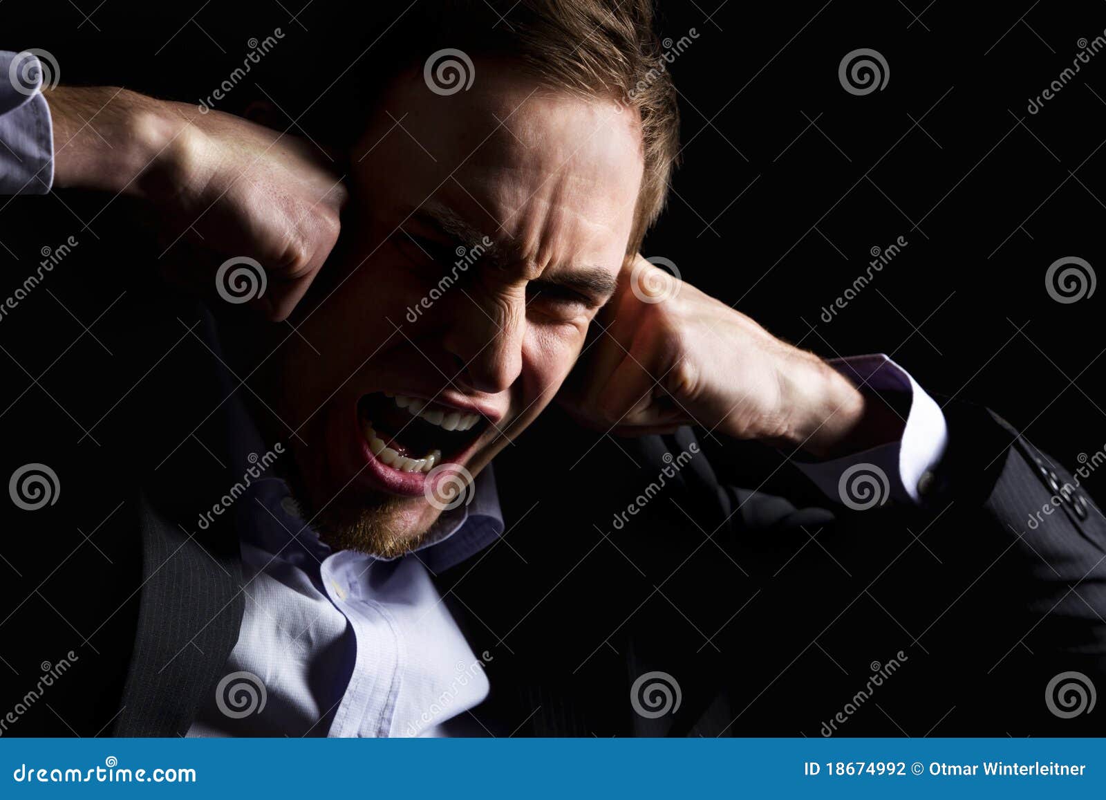 Desperate Business Executive Screaming Loudly. Stock Photo - Image of ...