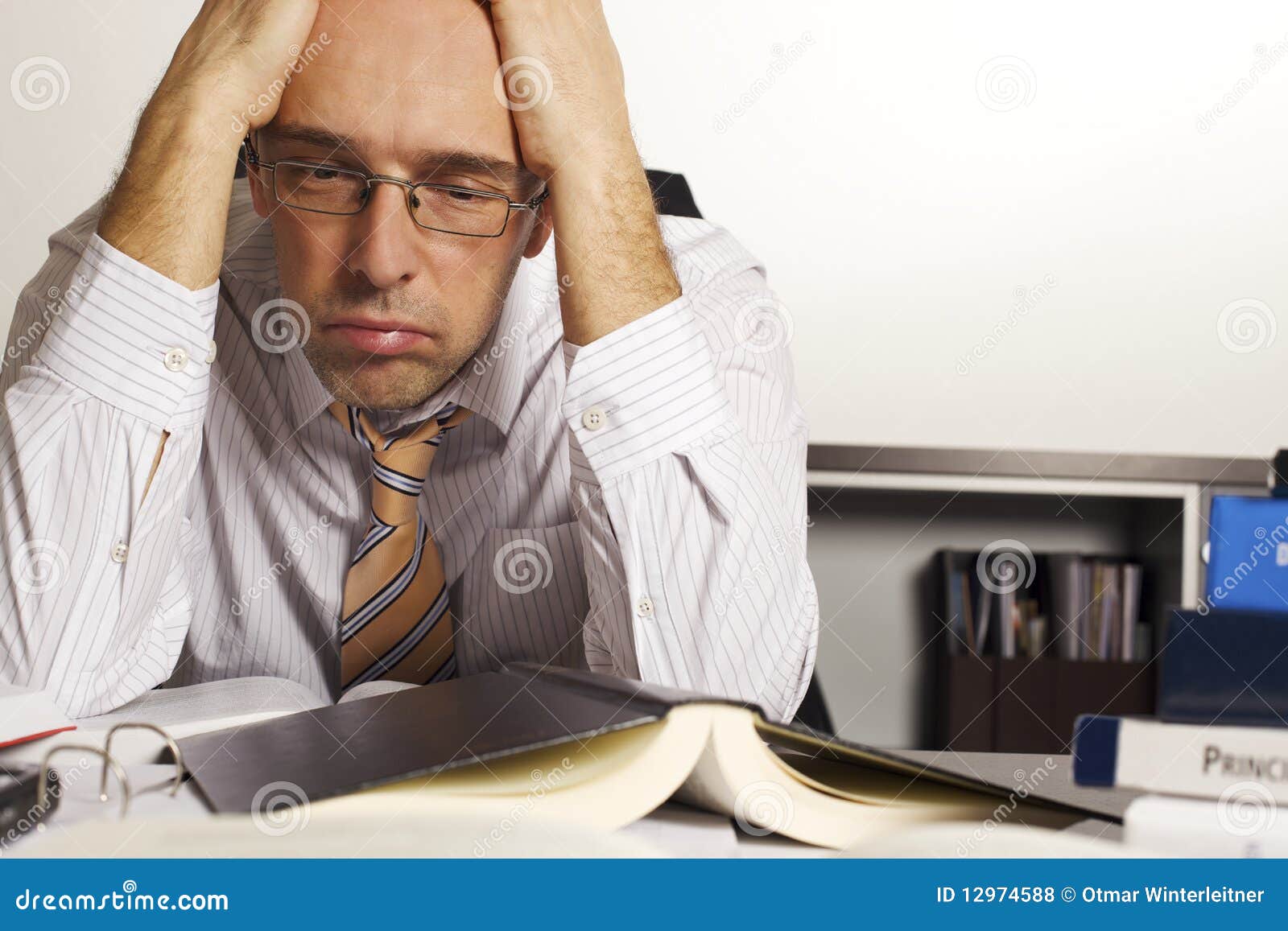 Desperate Businessman Sitting At Desk In Disorder Stock Photography ...