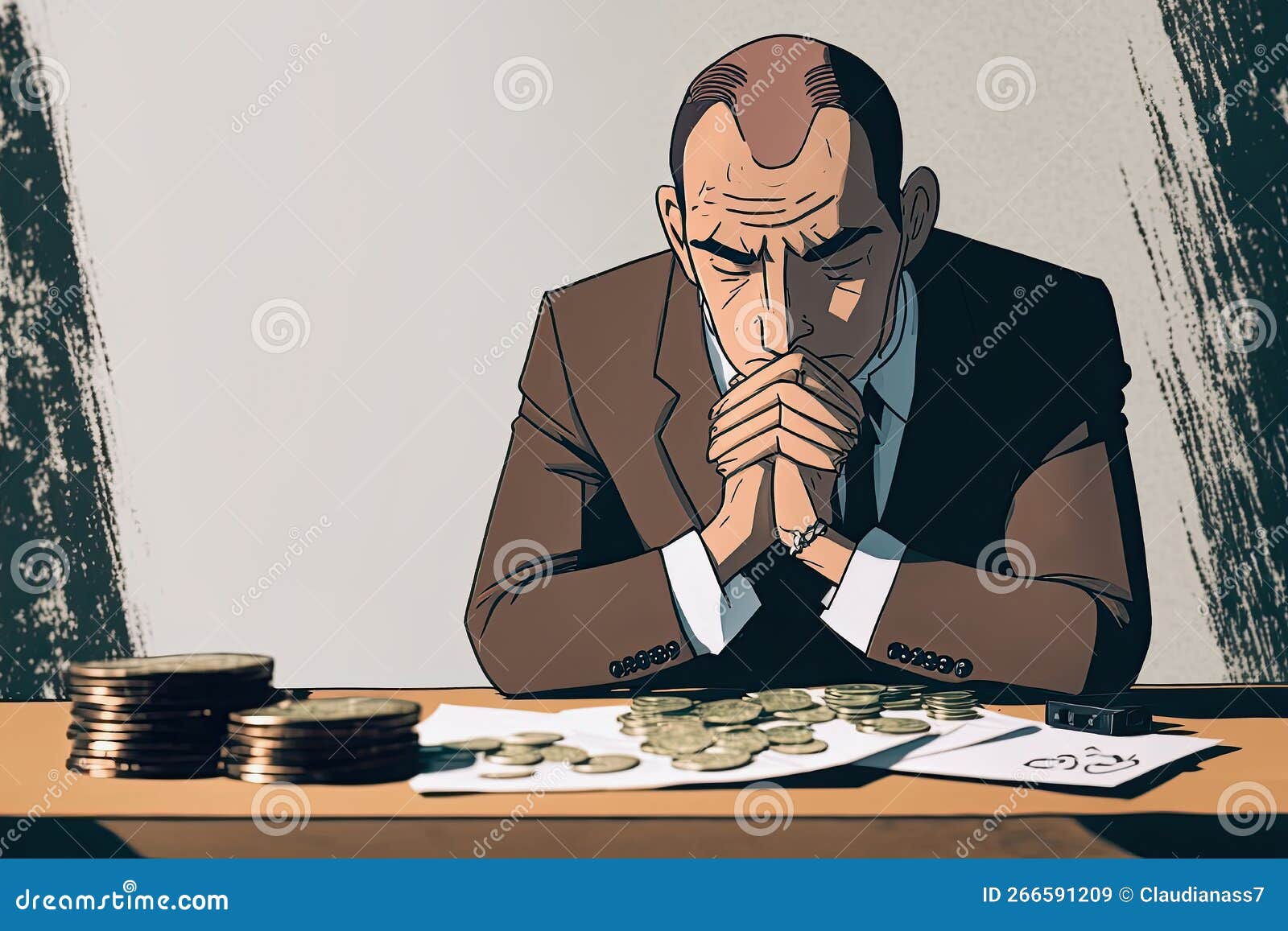 Desperate Businessman Calculating, Ai Generative Illustration Stock ...