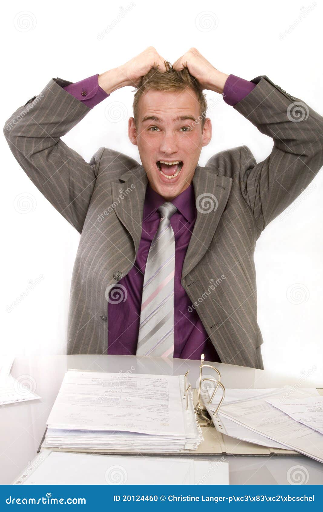 Desperate Businessman at His Desk in the Office Stock Photo - Image of ...