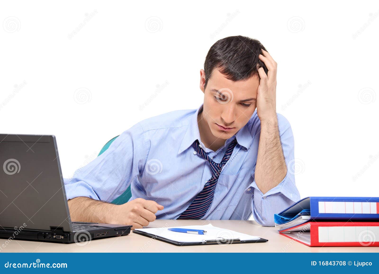 Desperate Businessman in the Office Looking Down Stock Photo - Image of ...