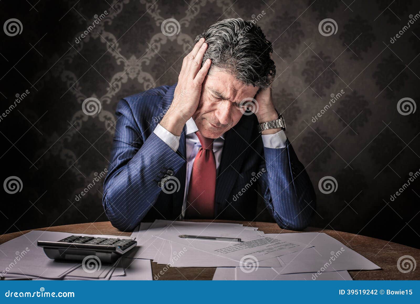 Desperate Businessman Working Stock Photo - Image of finance, anxious ...