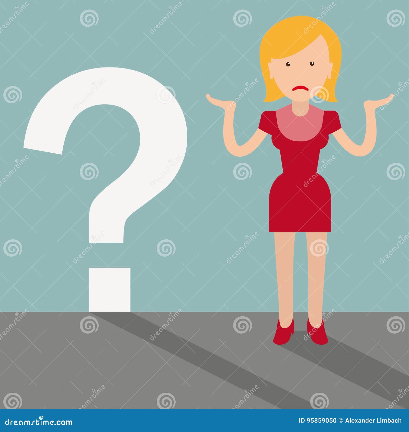 Desperate Cartoon Woman Question Stock Vector - Illustration of mark ...