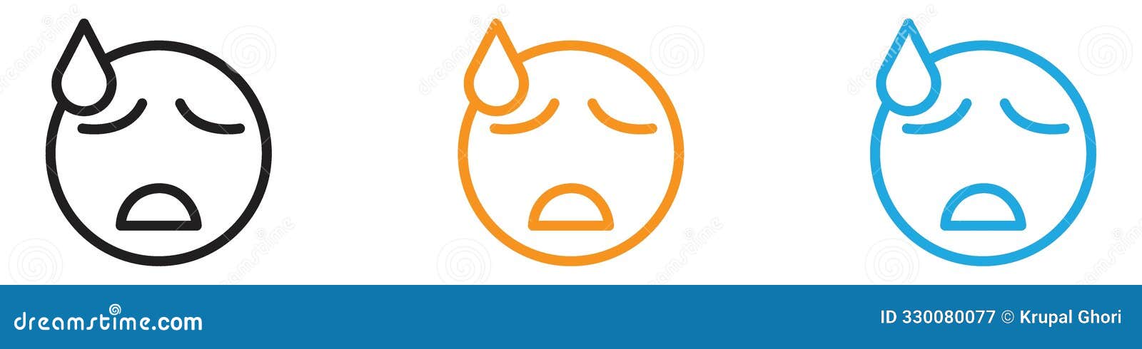 Desperate Emoji Icon Linear Logo Mark In Black And White Cartoon Vector ...