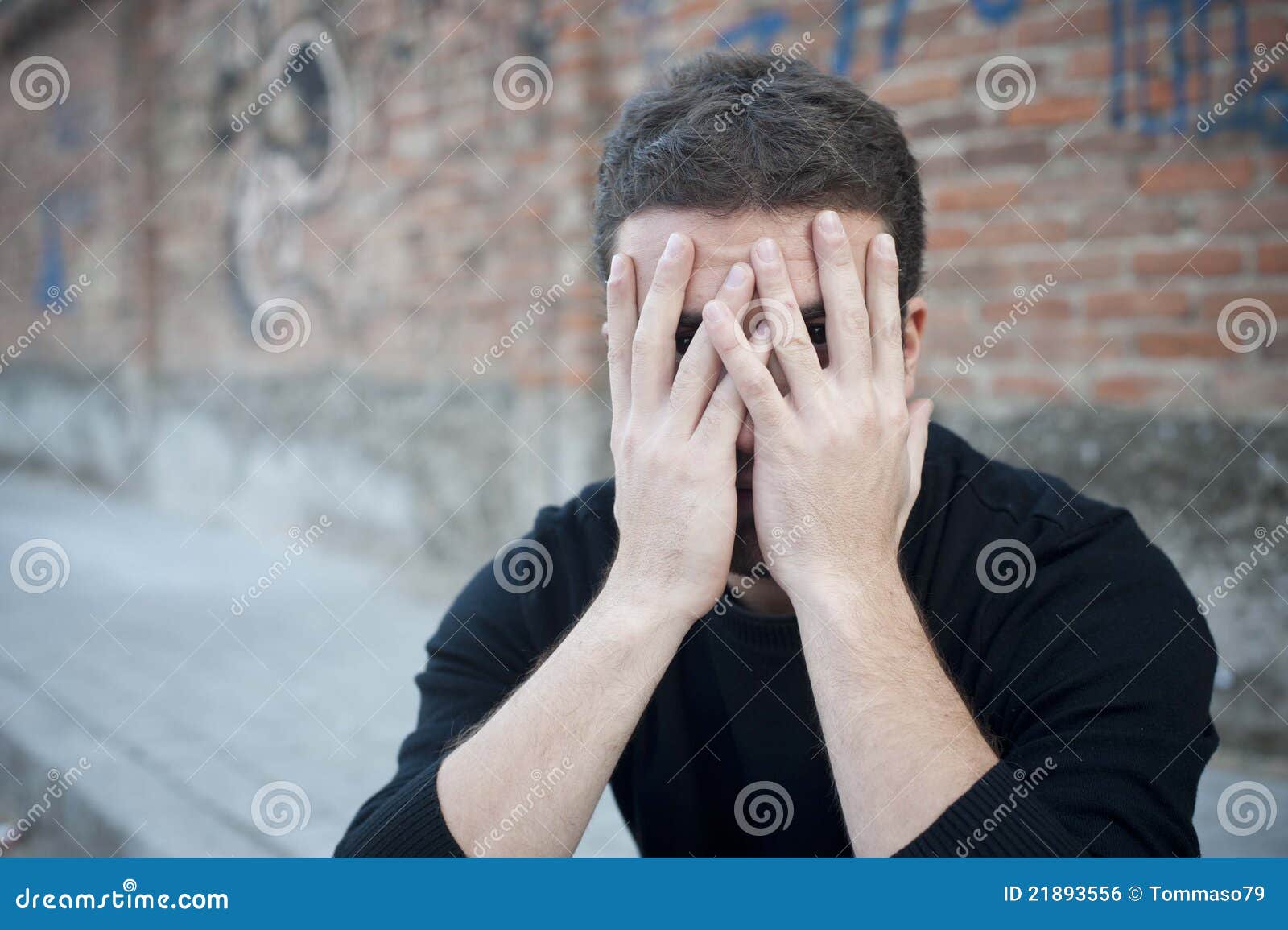 Desperate man stock photo. Image of person, road, brick - 21893556