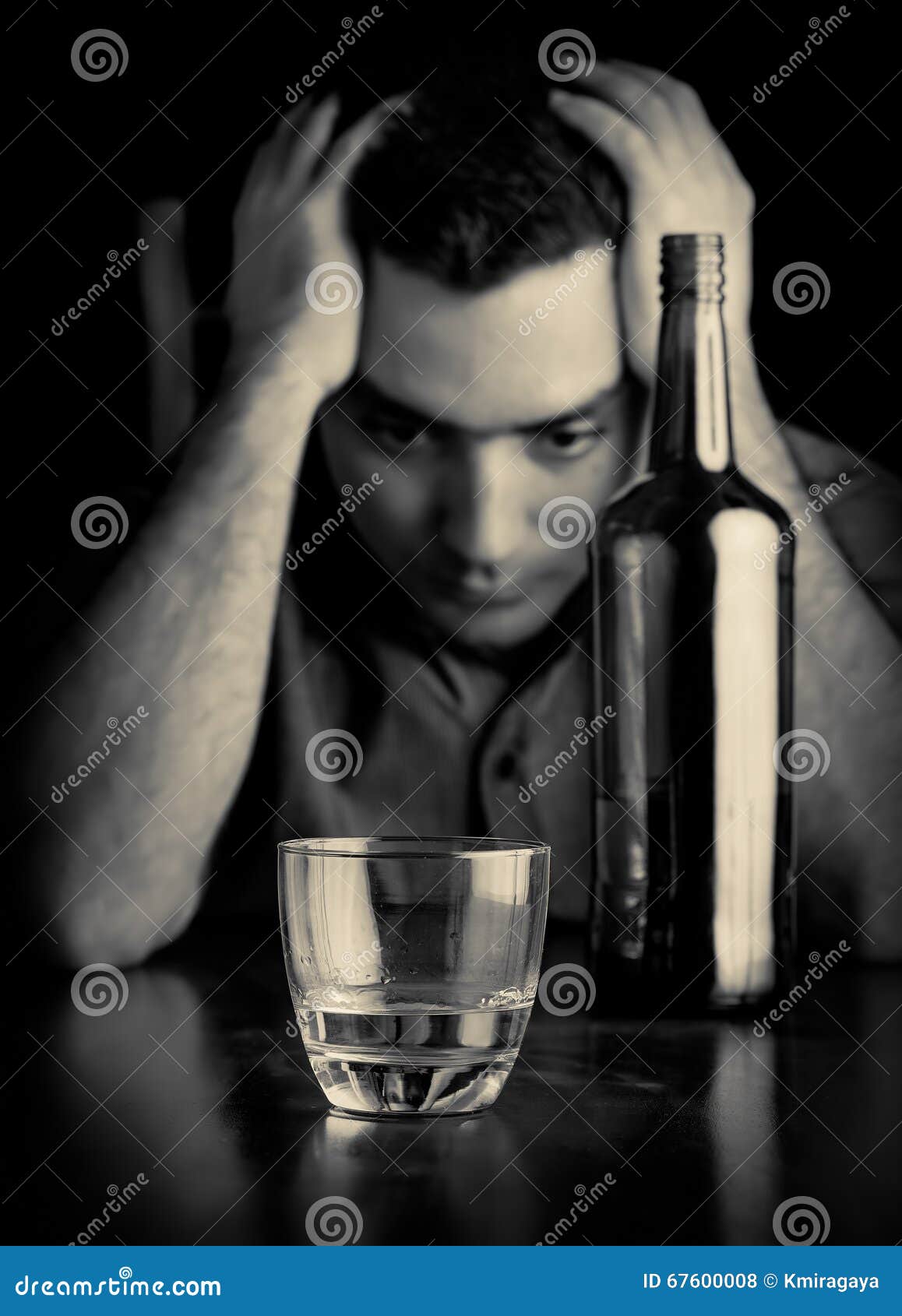 Desperate Man Drinking Alone Stock Photo - Image of dark, drinking ...
