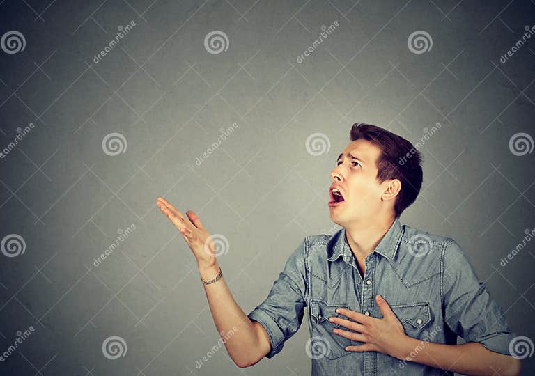 Desperate Man Screaming for Help Forgiveness Stock Photo - Image of ...
