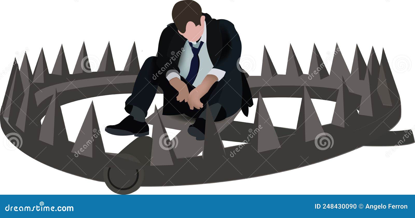 Desperate Man Sitting Inside Trap- Stock Vector - Illustration of ...