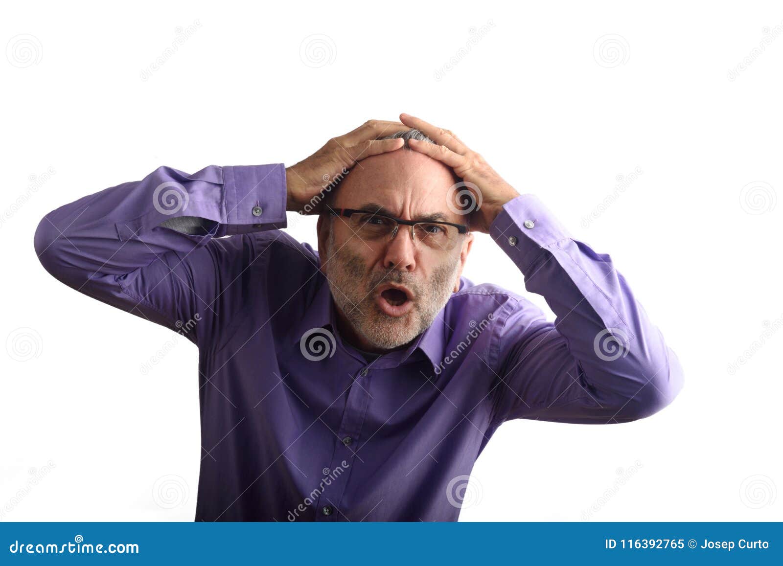 A Desperate Man with White Background Stock Image - Image of face ...
