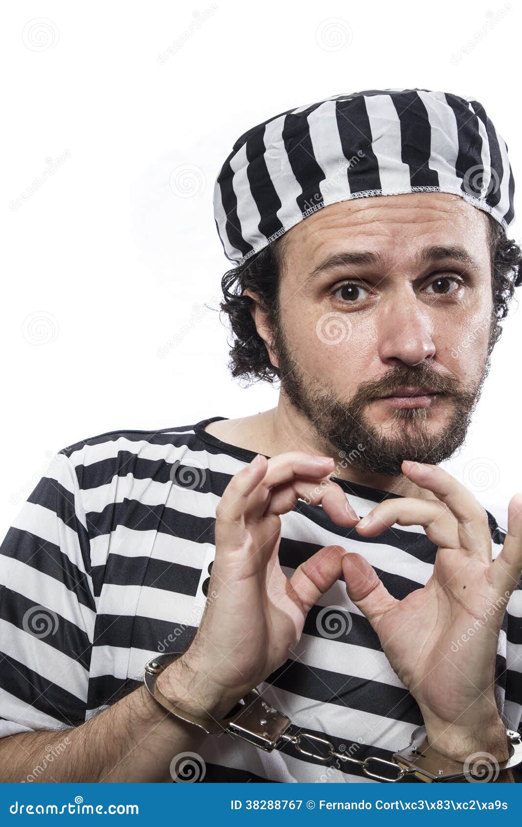 Desperate Portrait Man Prisoner Prison Garb Over White Stock Photos ...