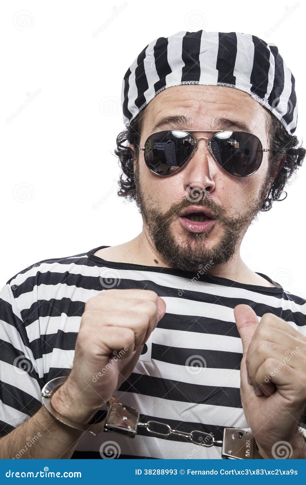 Sad Depressed Detained Man With Handcuffs In Prison Stock Image ...