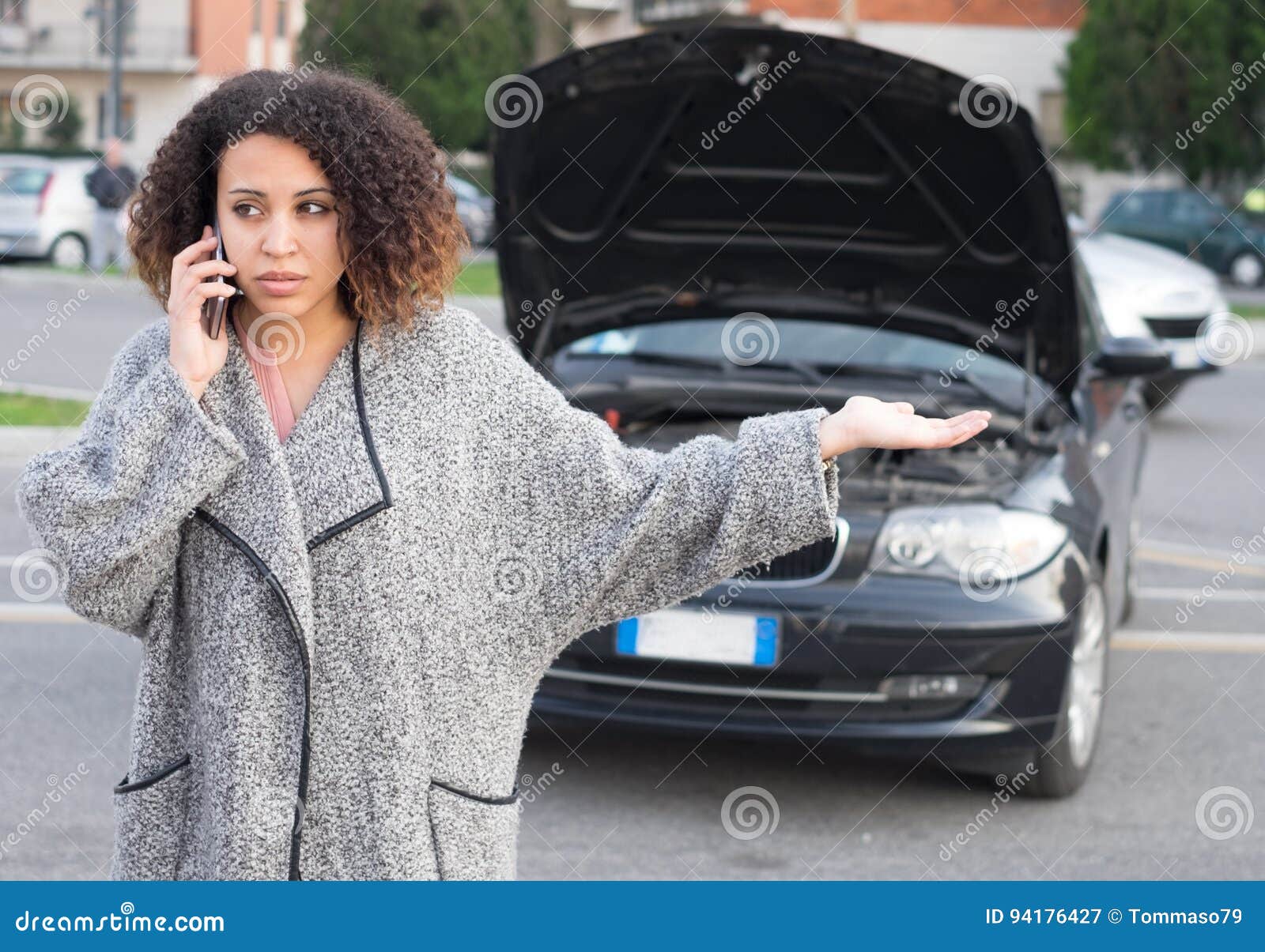 Desperate Woman Calling Emergency Help Smartphone Stock Image - Image ...