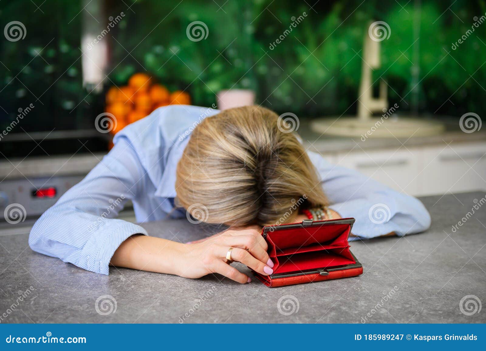 Desperate Woman Has No More Money Left Stock Image - Image of cash ...
