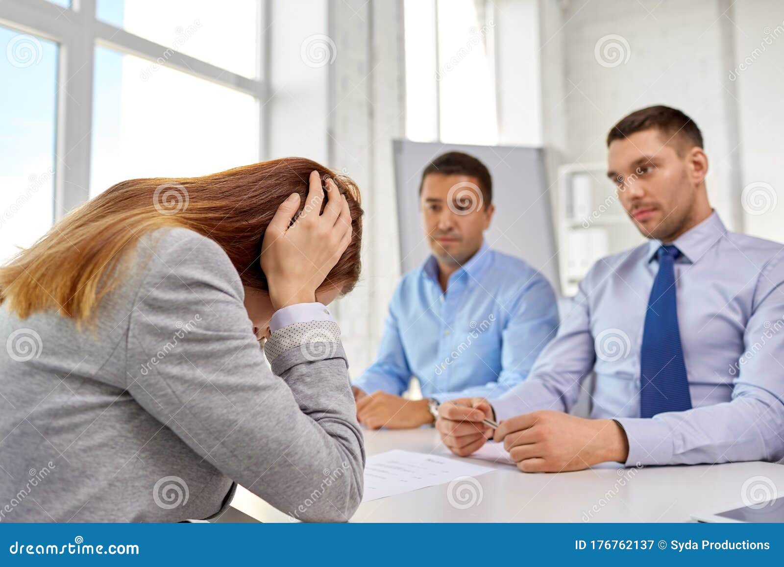 Desperate Woman On Job Interview At Office Stock Image Image Of Young Worker 176762137