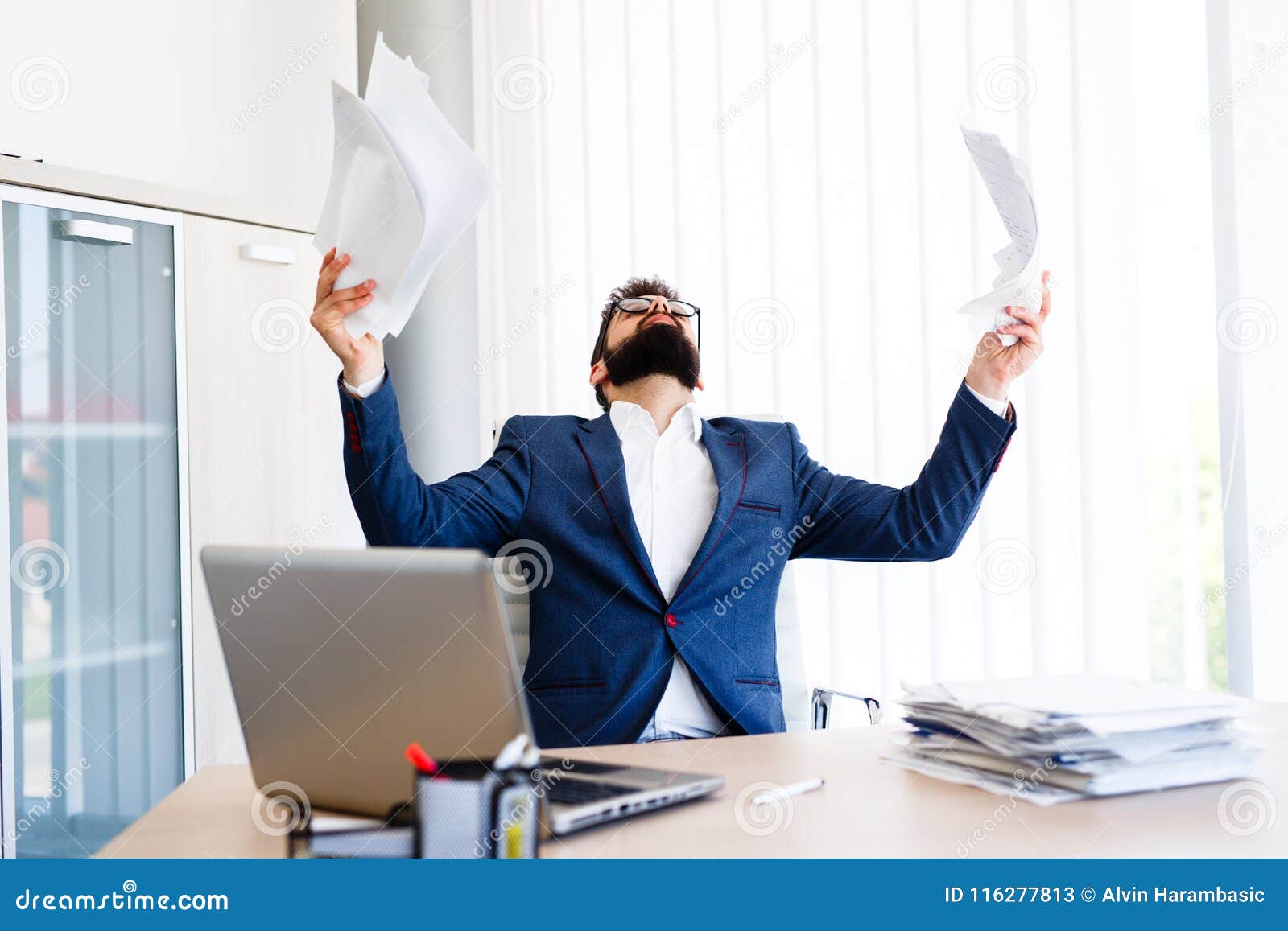 Desperate Young Manager at Workplace Stock Image - Image of business ...