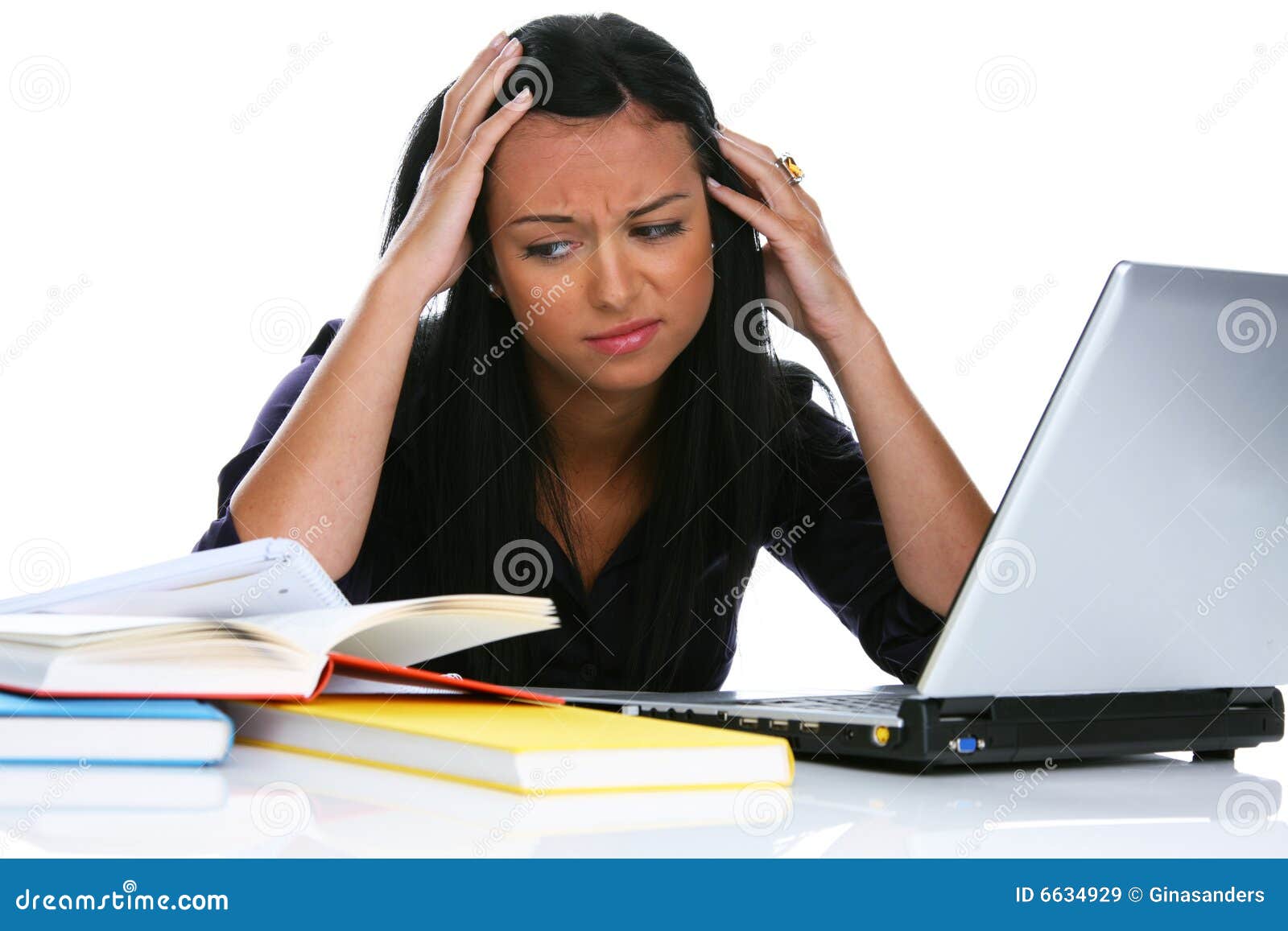 Desperate Young Woman with a Laptop Computer Stock Image - Image of ...