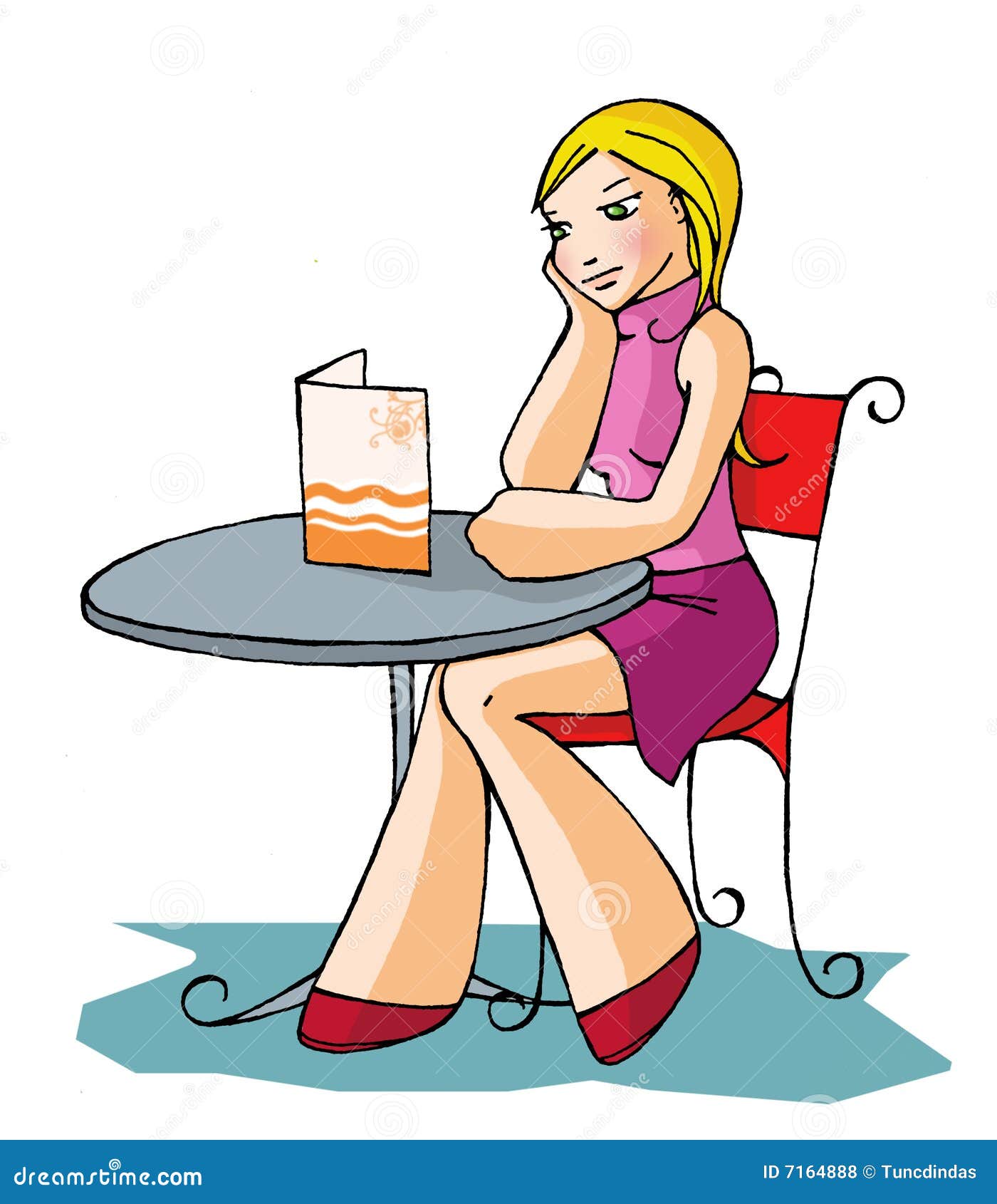 Despondent girl stock vector. Illustration of color, pink - 7164888