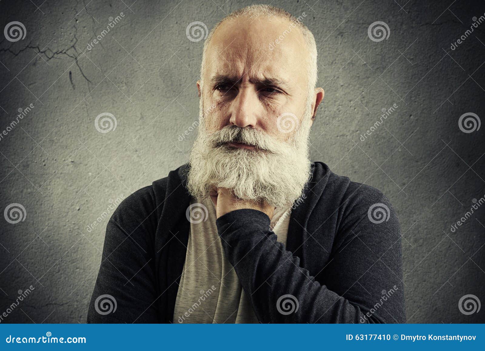 Despondent Senior Man Over Grey Backround Stock Photo - Image of male ...