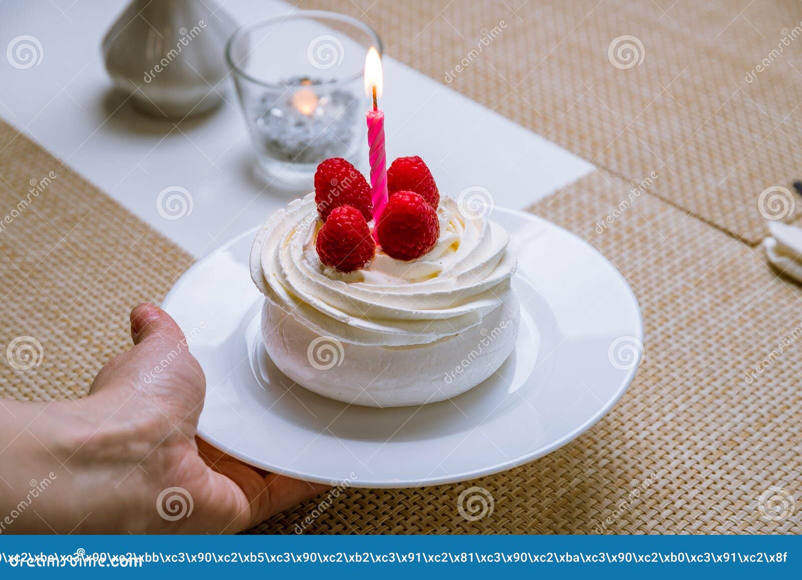 Dessert Anna Pavlova with Raspberries Stock Image - Image of sugar ...