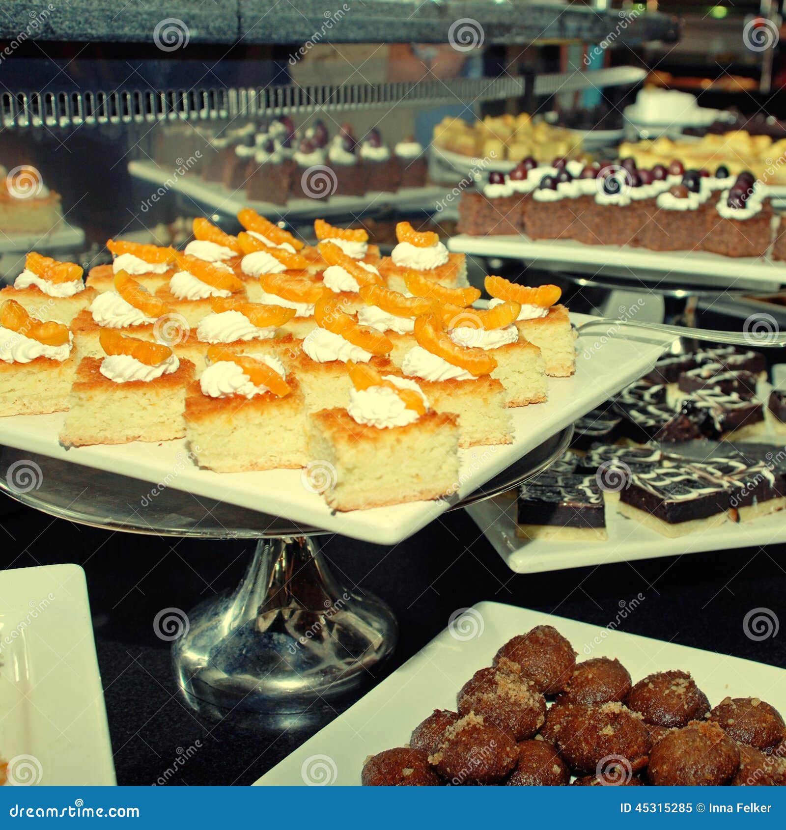 Dessert Bar with Assorted Fruit and Chocolate Sweets. Stock Image ...