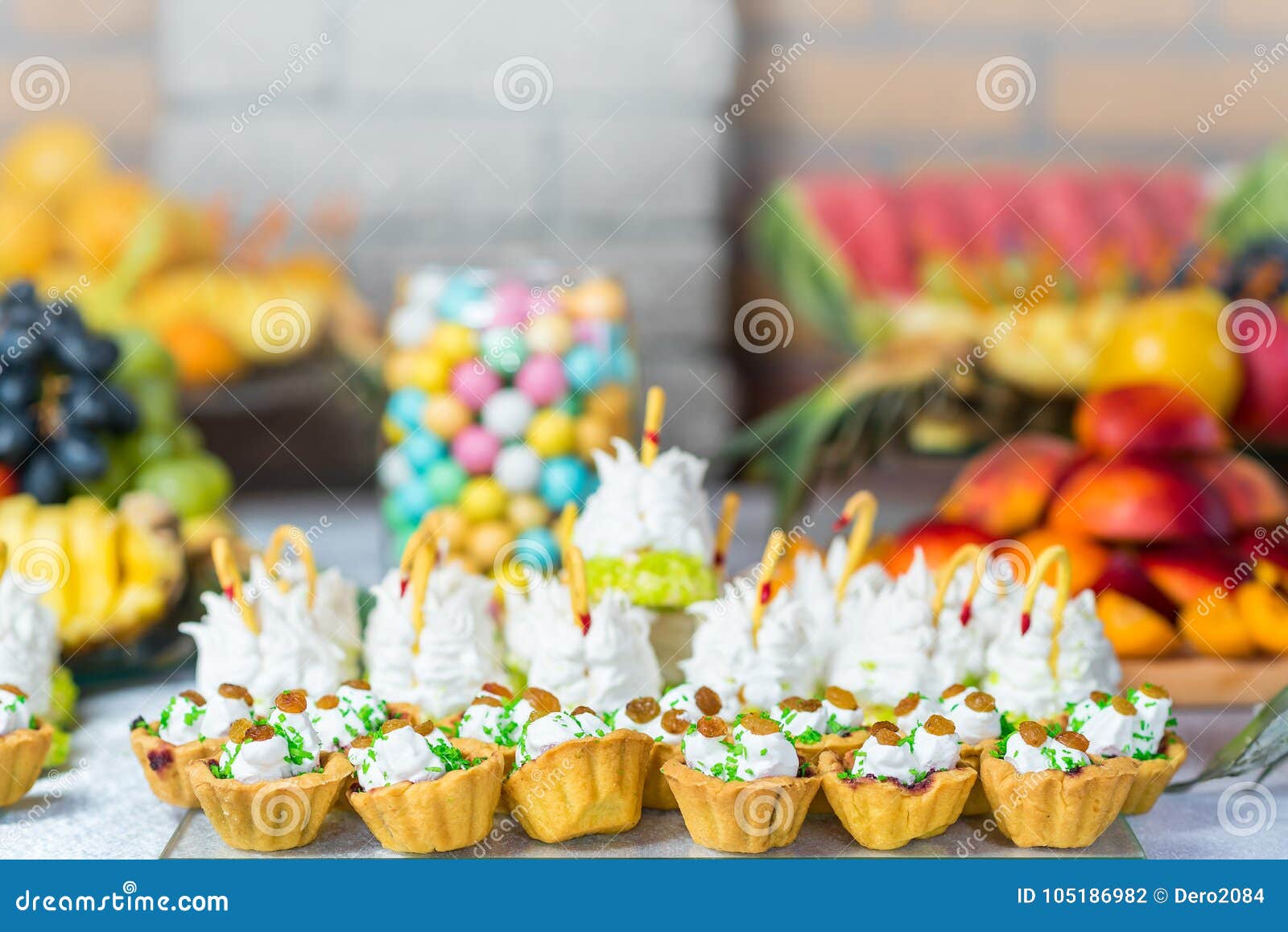 Dessert Buffet with Baking, Sweets, Fruits, Close. Catering Stock Photo ...