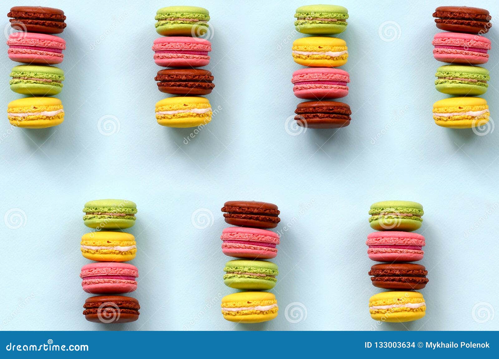 Dessert Cake Macaron or Macaroon on Trendy Pastel Blue Background Top ...