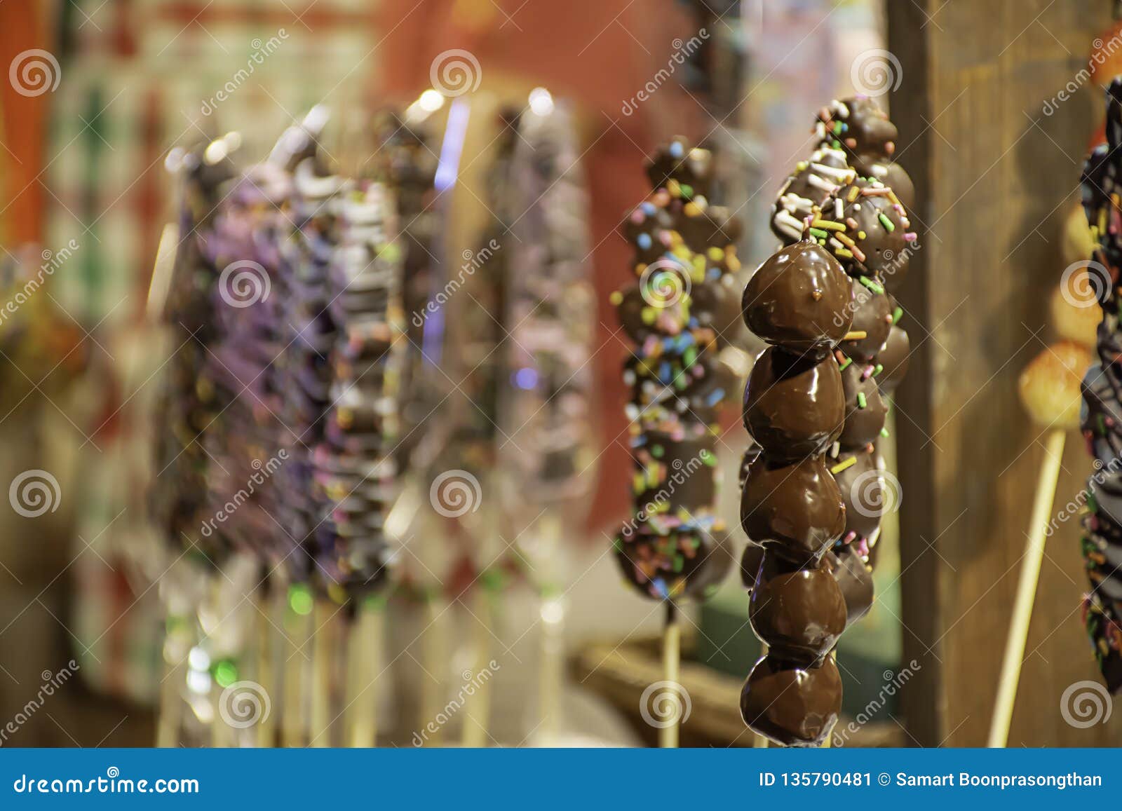 Dessert Chocolate Coated Shock Plug with Bamboo Stock Image - Image of ...