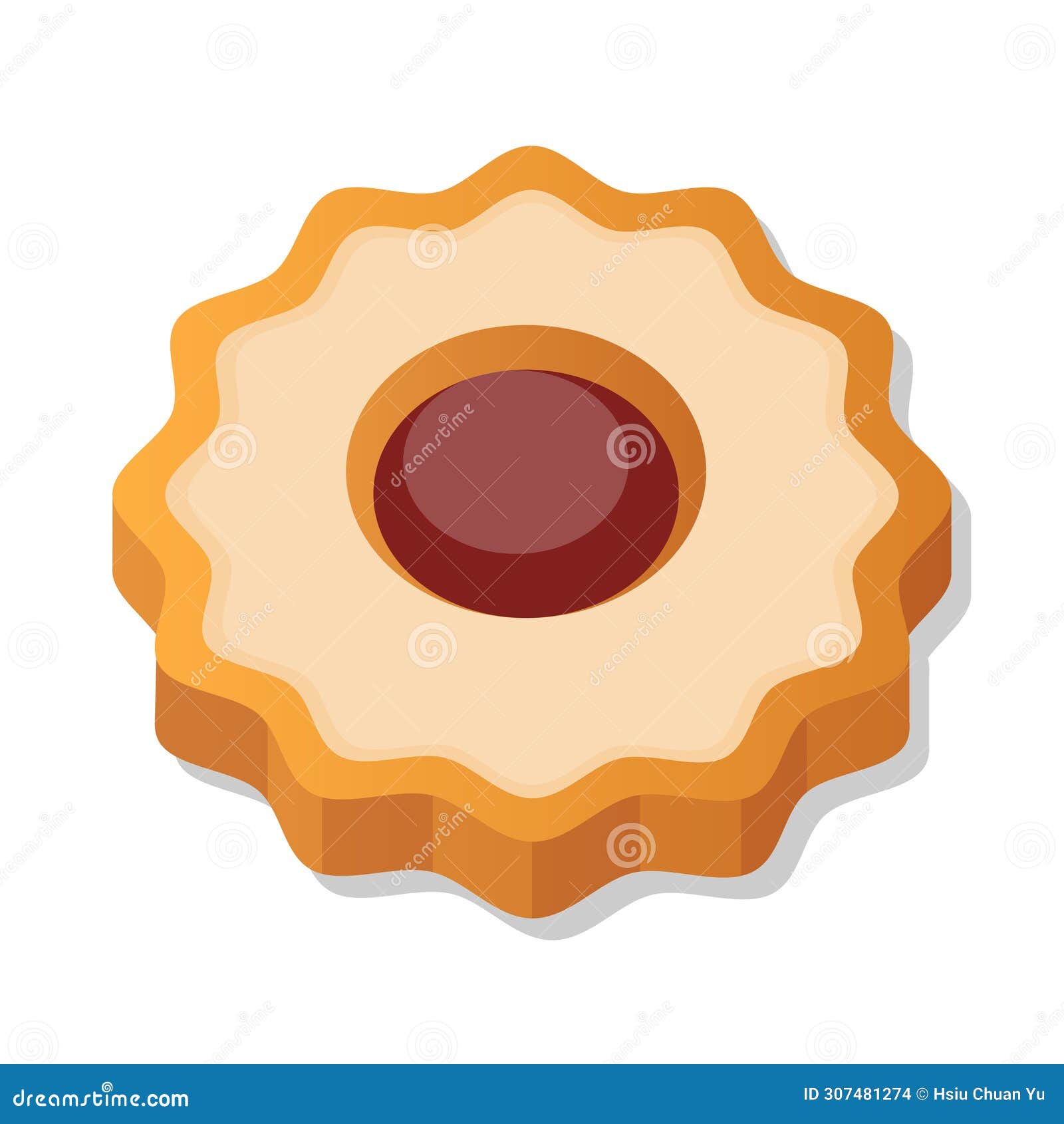 Dessert Cookie with Strawberry Jam Cartoon Illustration Stock Vector ...