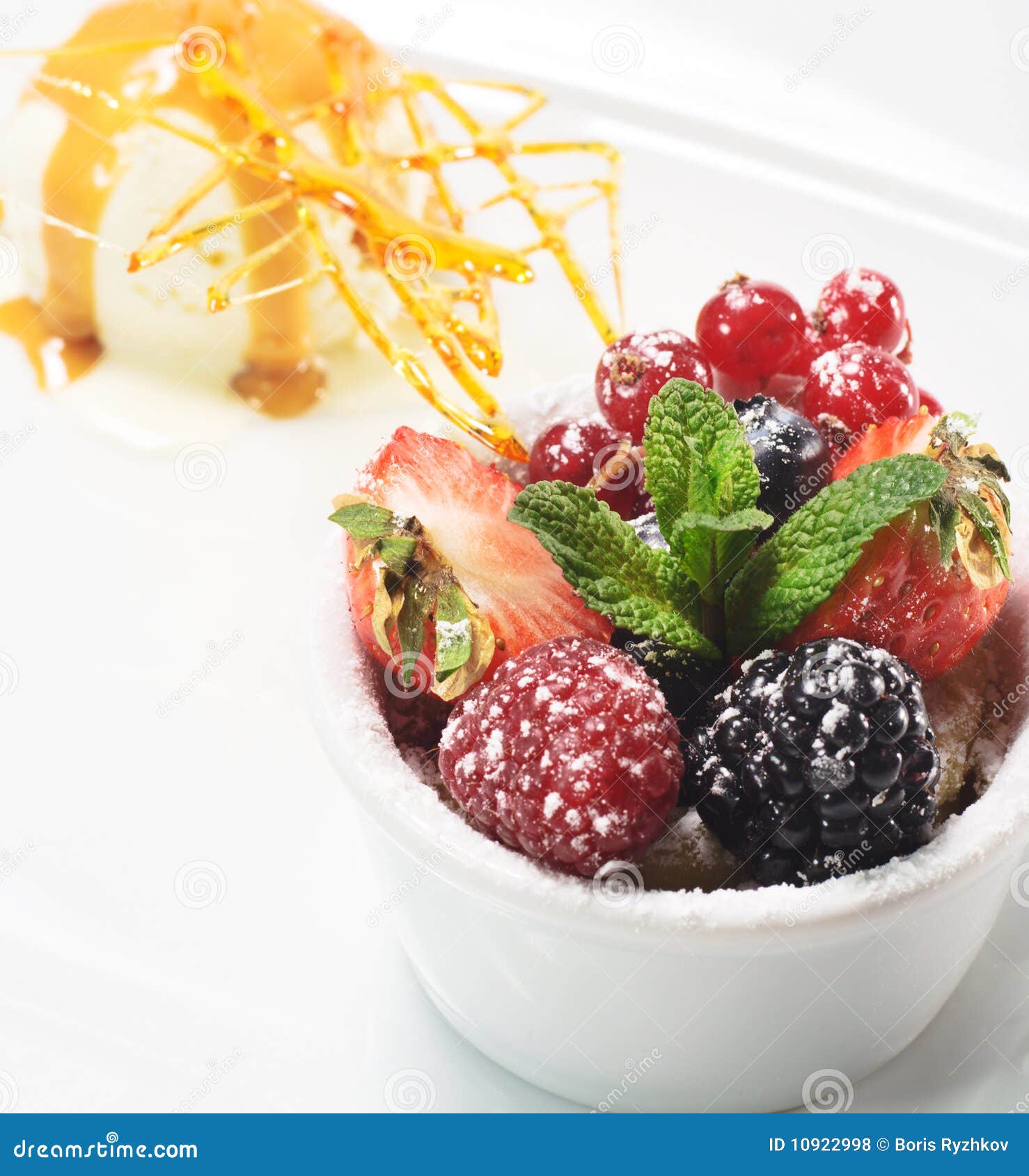 Dessert - Fresh Berries with Ice Cream Stock Photo - Image of freshness ...