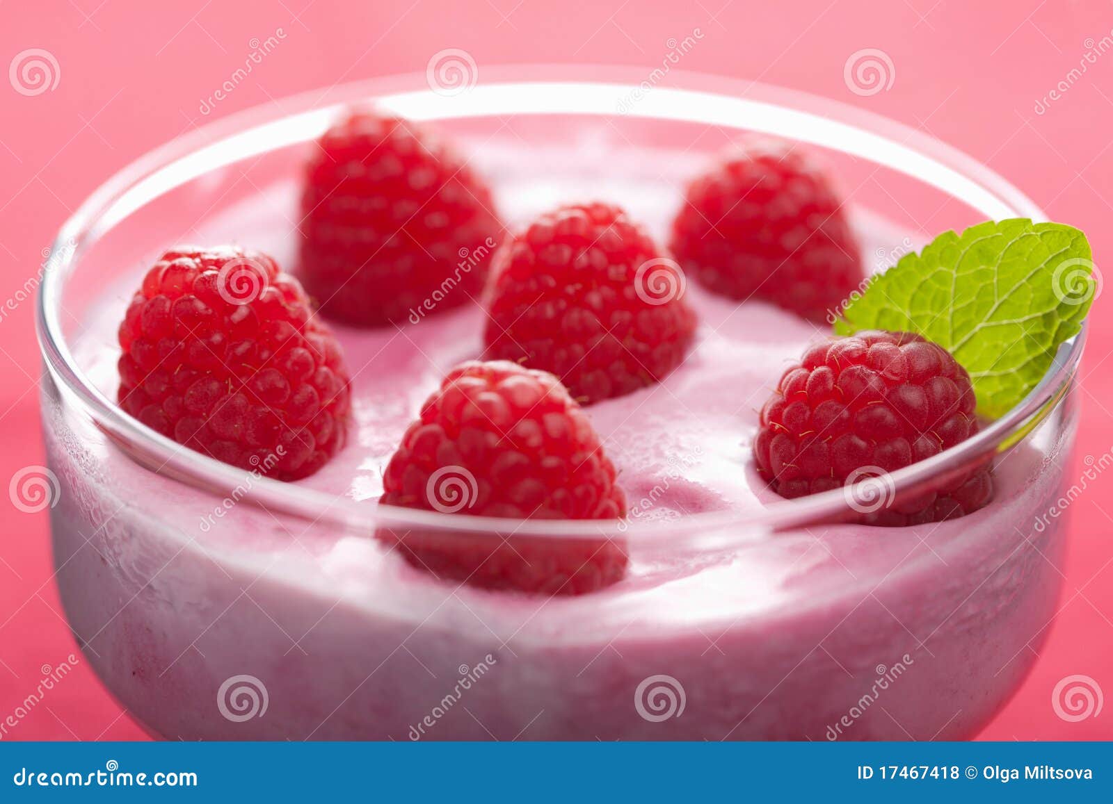 Dessert with Fresh Raspberries Stock Photo - Image of milk, fresh: 17467418