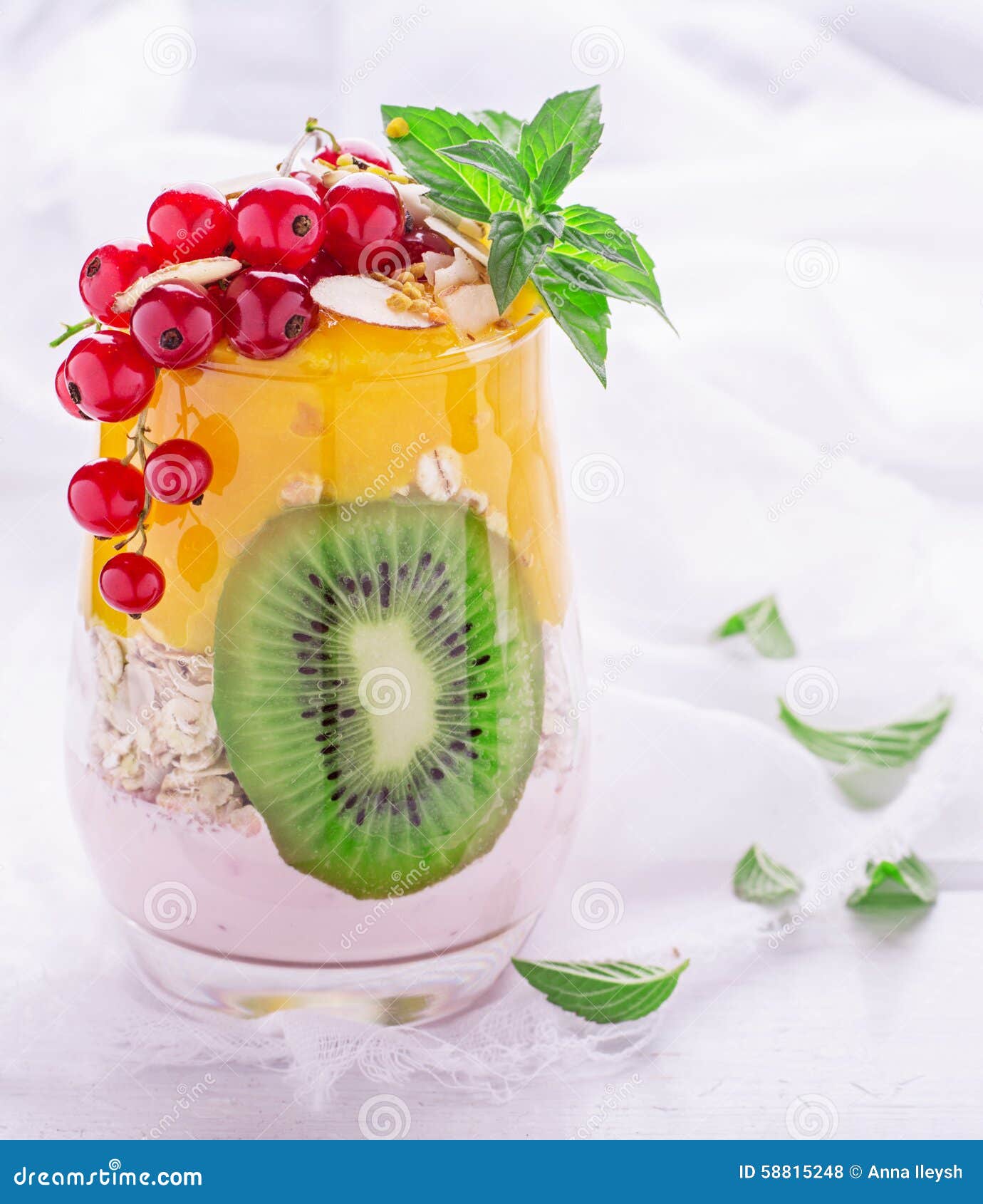 Dessert of fruit layers stock photo. Image of drink, glass - 58815248