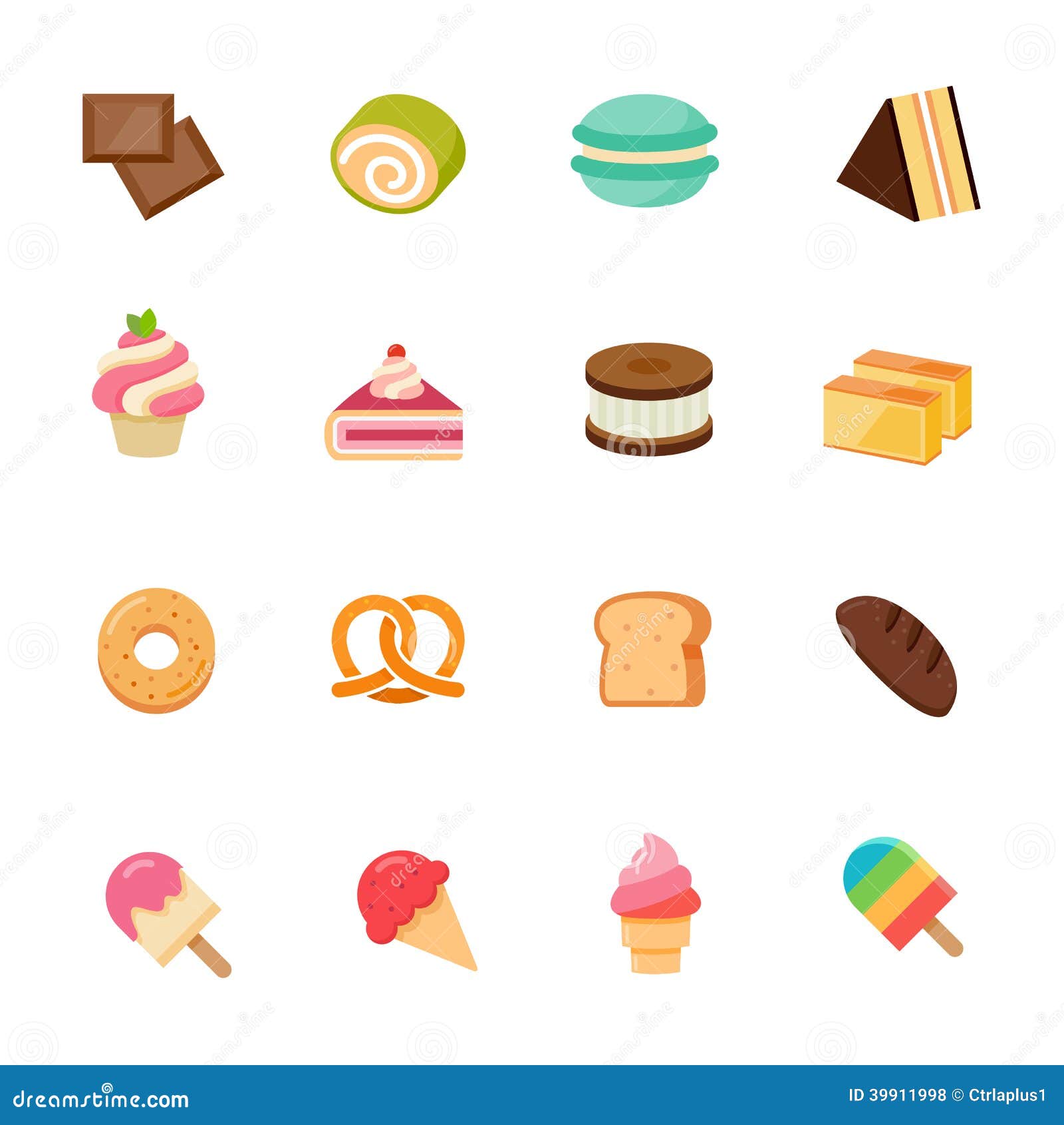 Dessert Icon Full Color Flat Icon Design. Stock Vector - Illustration ...