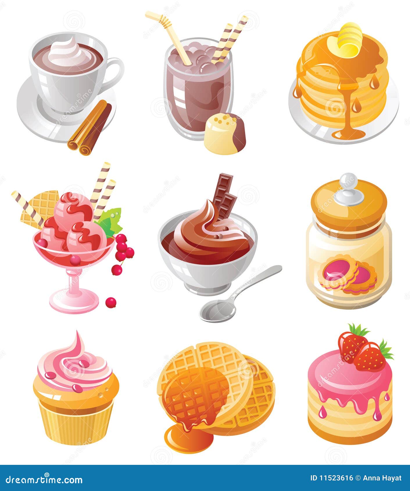Dessert Icon Set stock illustration. Illustration of meal - 11523616