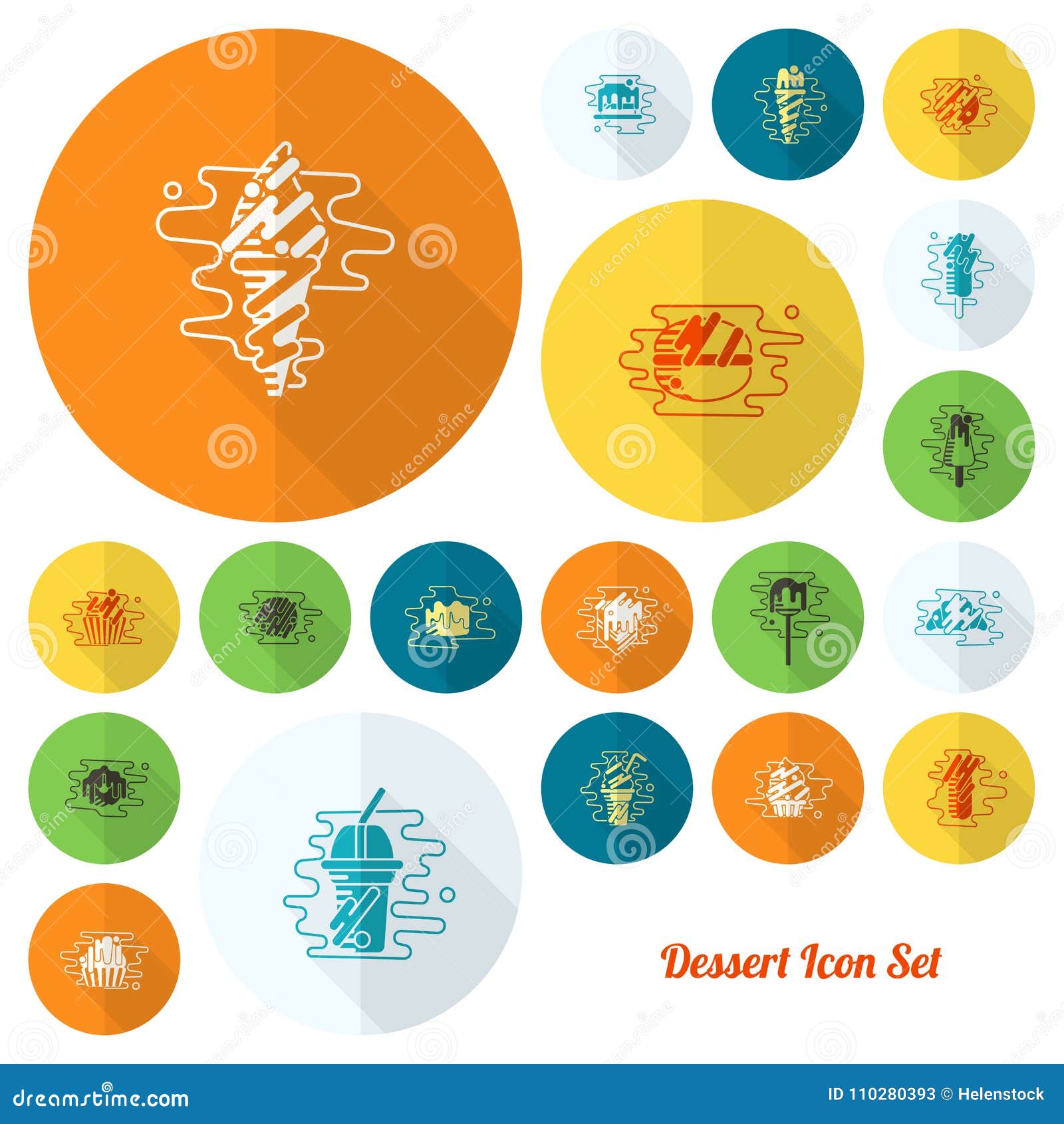 Dessert Icon Set in Modern Flat Design Style Stock Vector ...