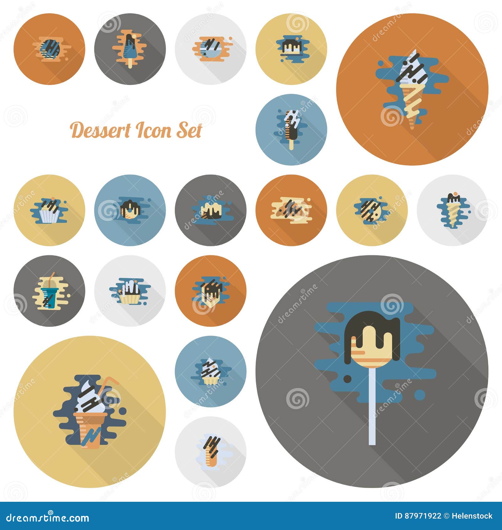 Dessert Icon Set In Modern Flat Design Style Stock Vector