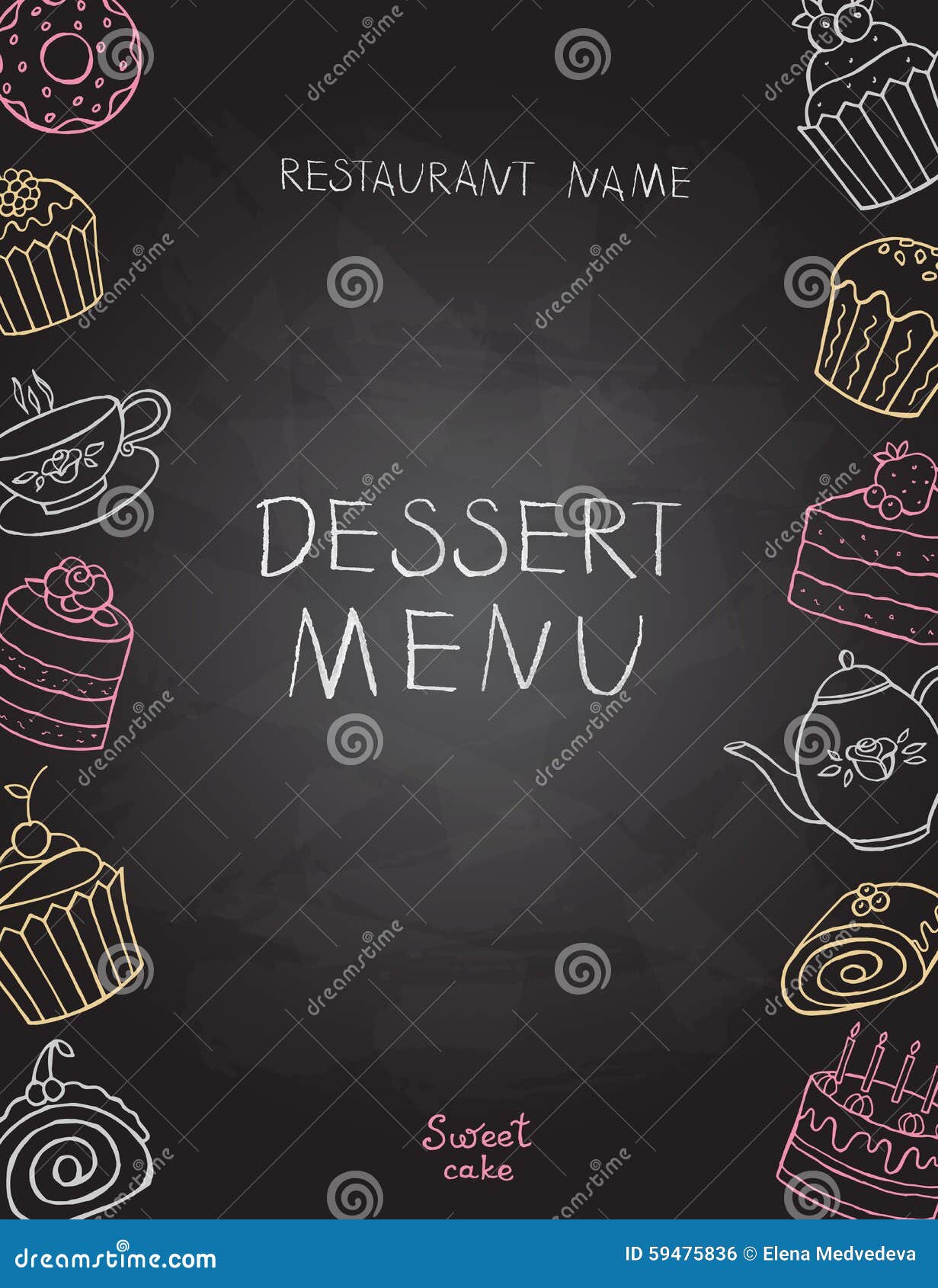 Dessert Menu on Chalk Board Stock Vector - Illustration of blackboard ...