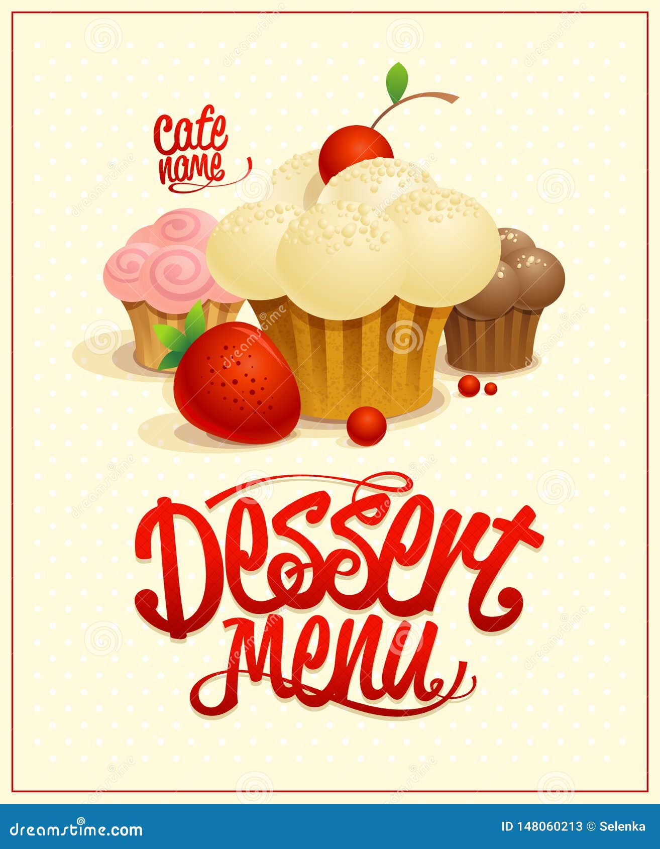Dessert Menu Cover Design with Cupcakes and Berries Stock Vector ...