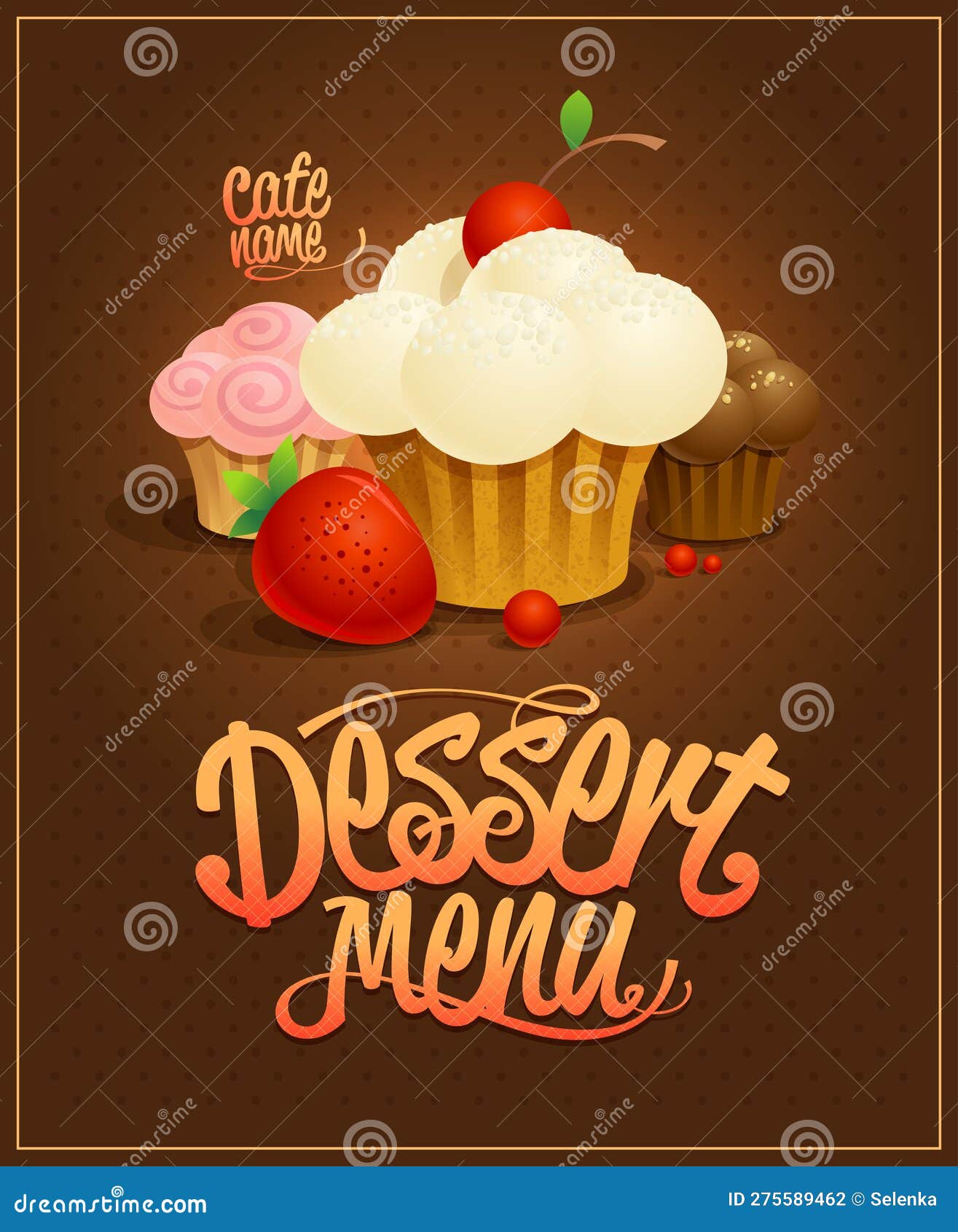 Dessert Menu Cover Design Template with Cupcakes Illustration Stock ...