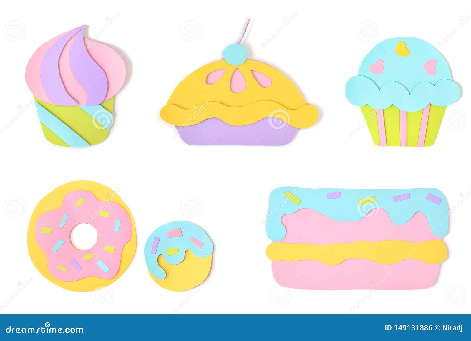 Dessert Paper Cut on White Background Stock Illustration - Illustration ...