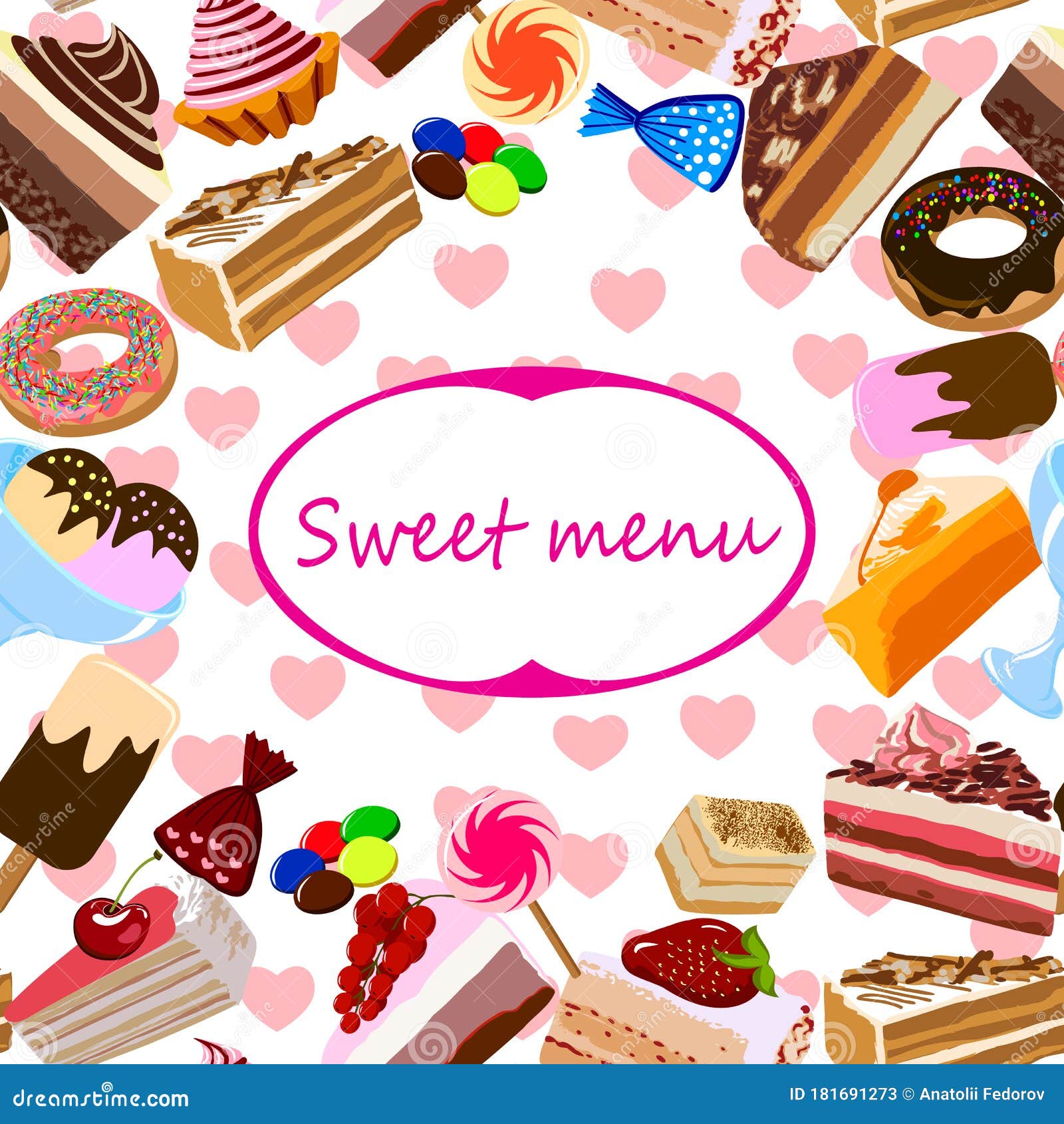 Dessert Pattern and Frame with Text. Stock Vector - Illustration of ...