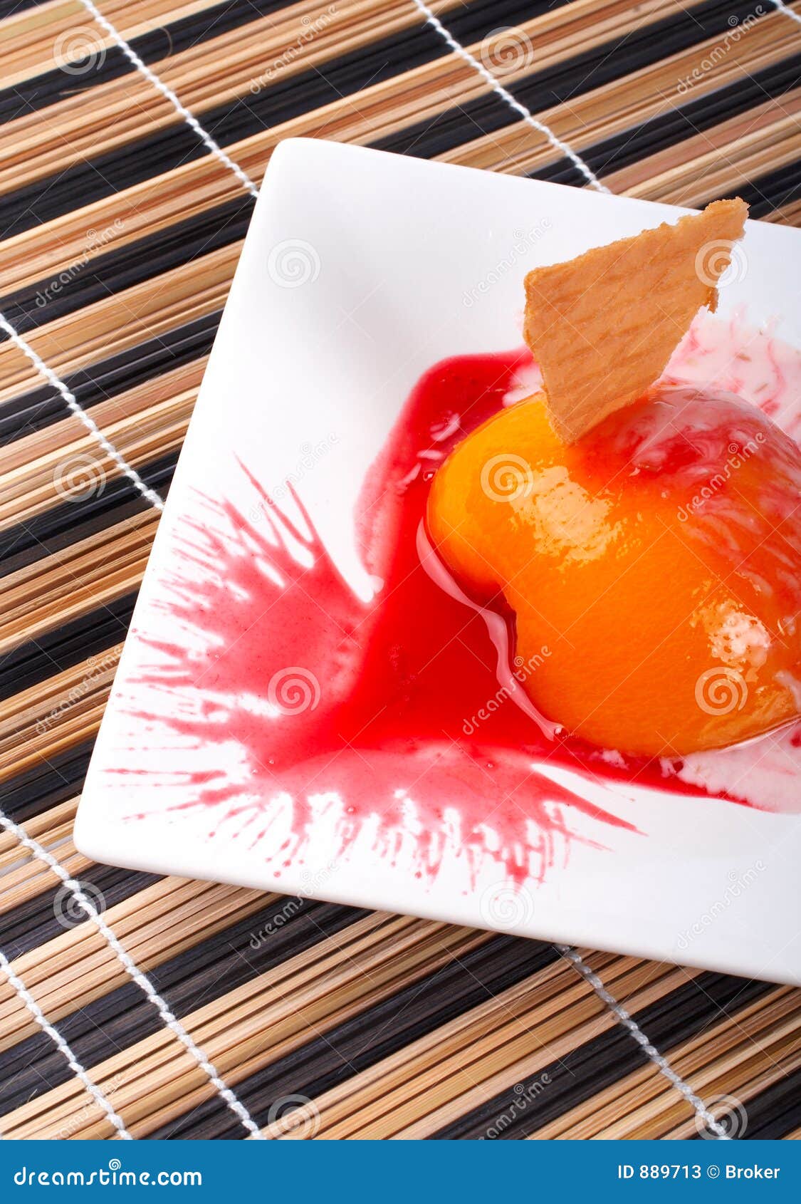 Dessert with Peach, Cracker and Cream Stock Image - Image of dinner ...